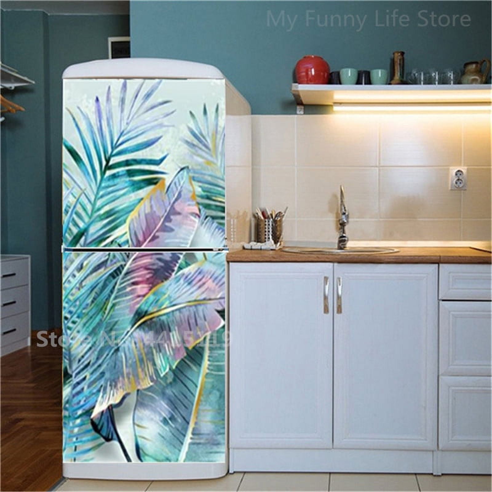 Palm Leaves Wallpaper For Refrigerator Wall Sticker Self-Adhesive PVC ...