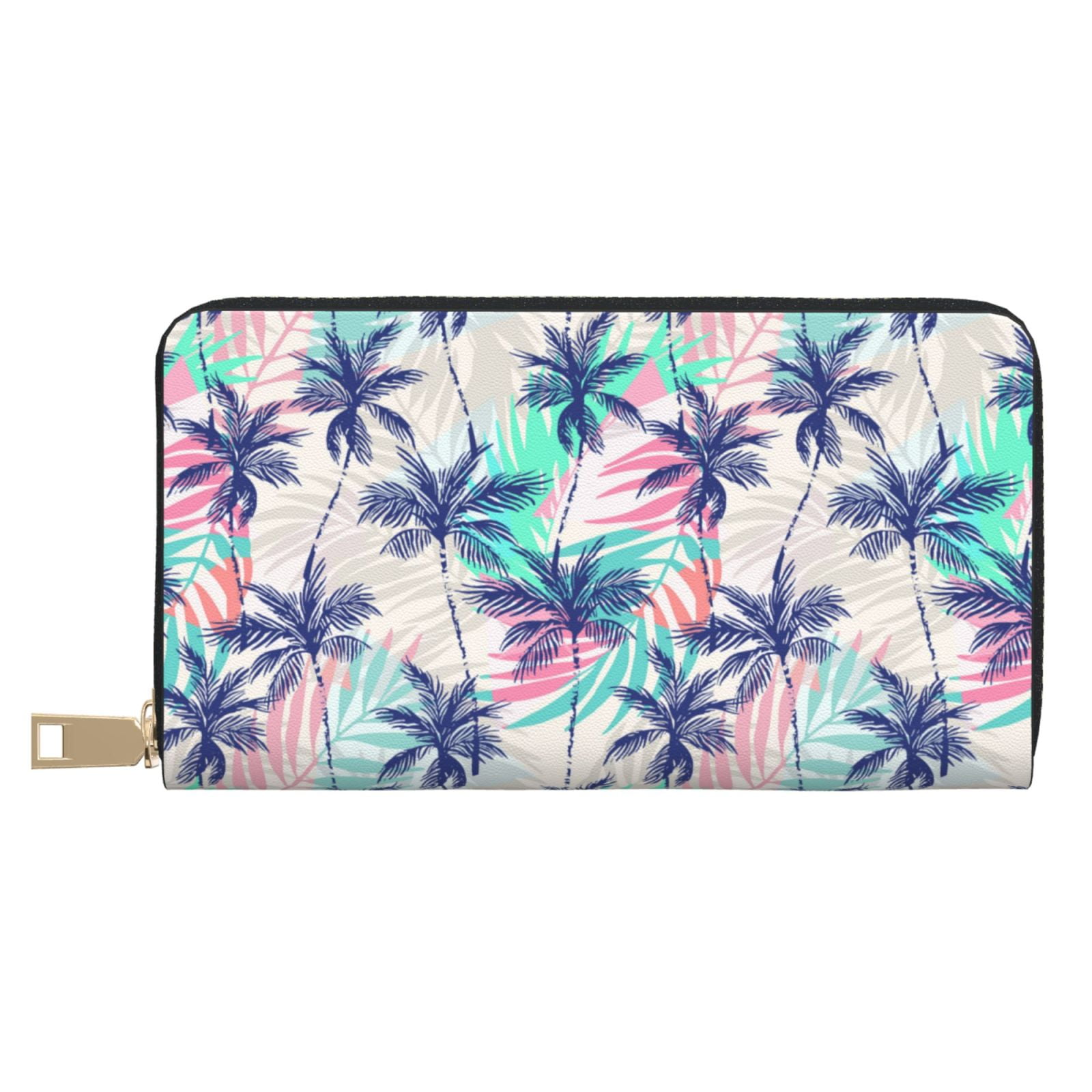 Palm Leaves green Wallet Women, Leather Bifold Multi Card Wallet, Women ...