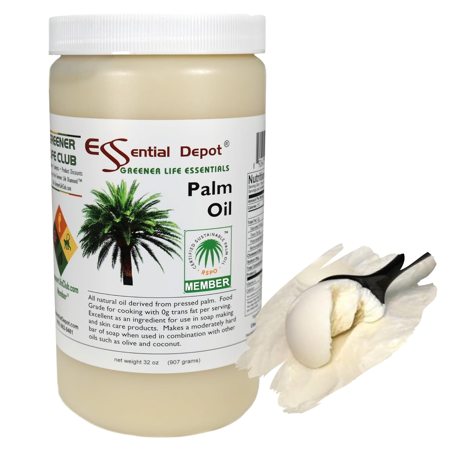 Palm Oil - 1 Quart - 32 oz - RSPO Certified - Sustainable - Food Grade ...