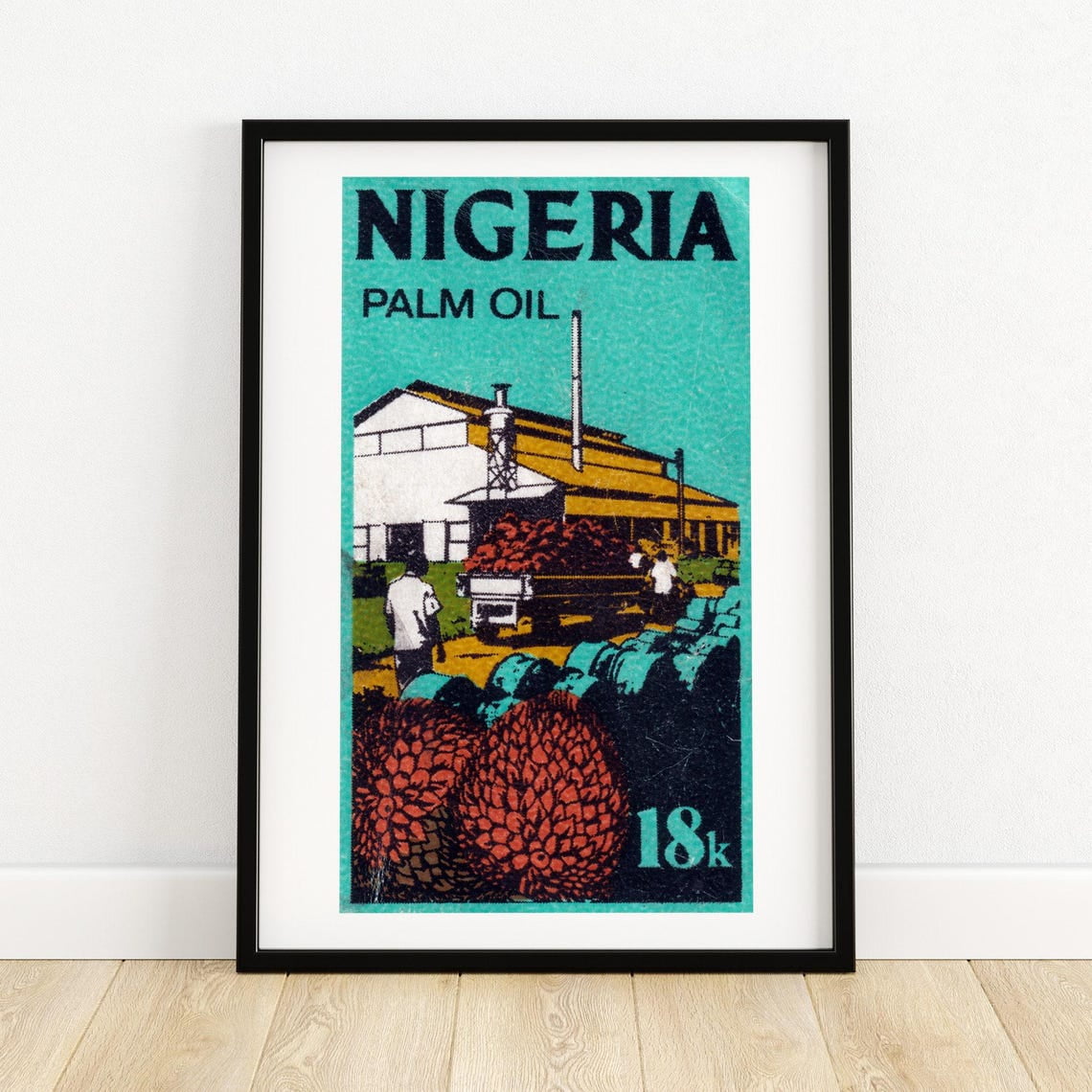 Palm Oil Factory - Vintage Nigeria Art - Postage Stamp Print ...