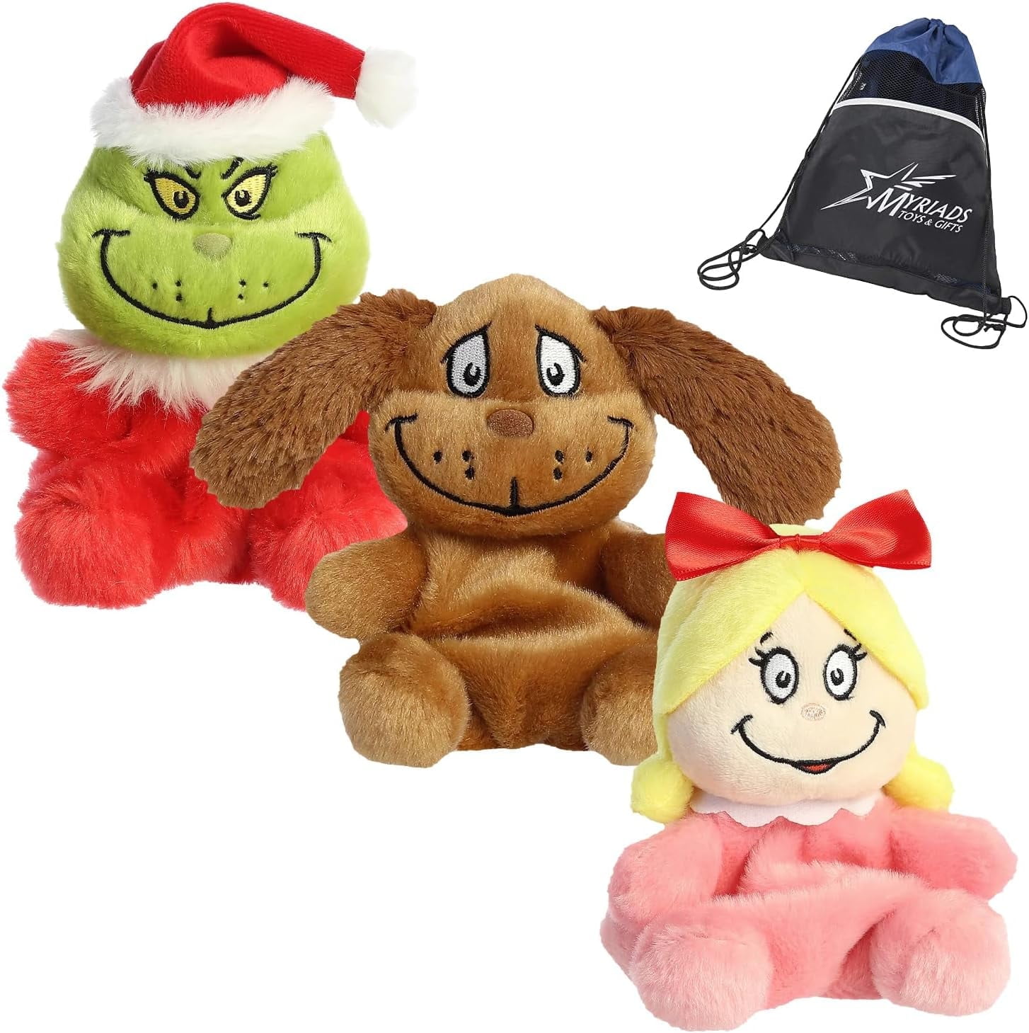 Palm Pals Bundle: Santa Grinch, Max, and Cindy Lou Who Plush Grinch ...