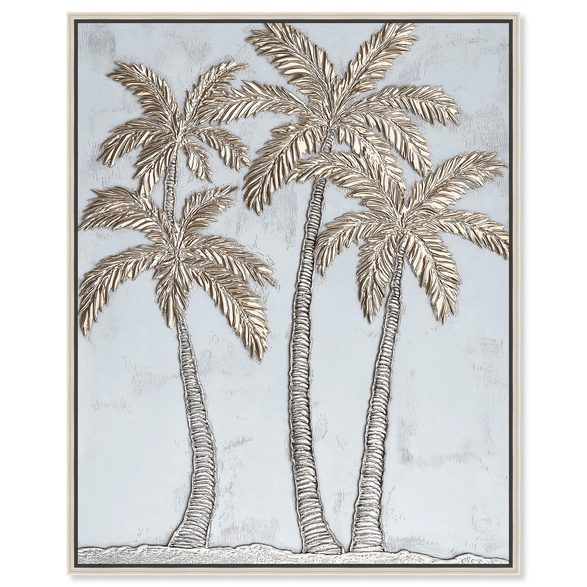 Palm Pantheon Canvas Elegant Coastal Art by Art Remedy, Silver Frame ...