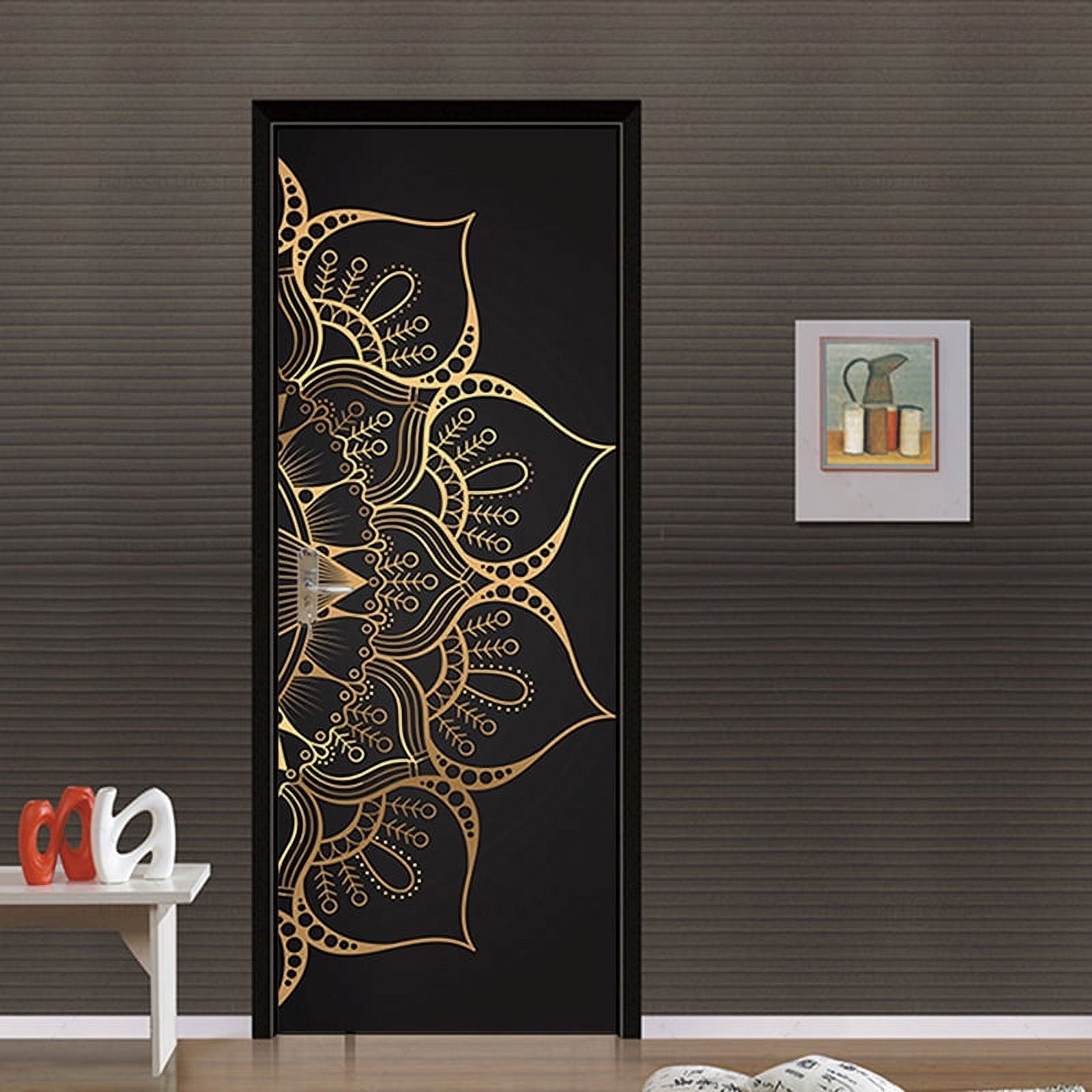 Palm Plants 3D Door Wallpaper Sticker Adhesive Vinyl Mandala Relief ...