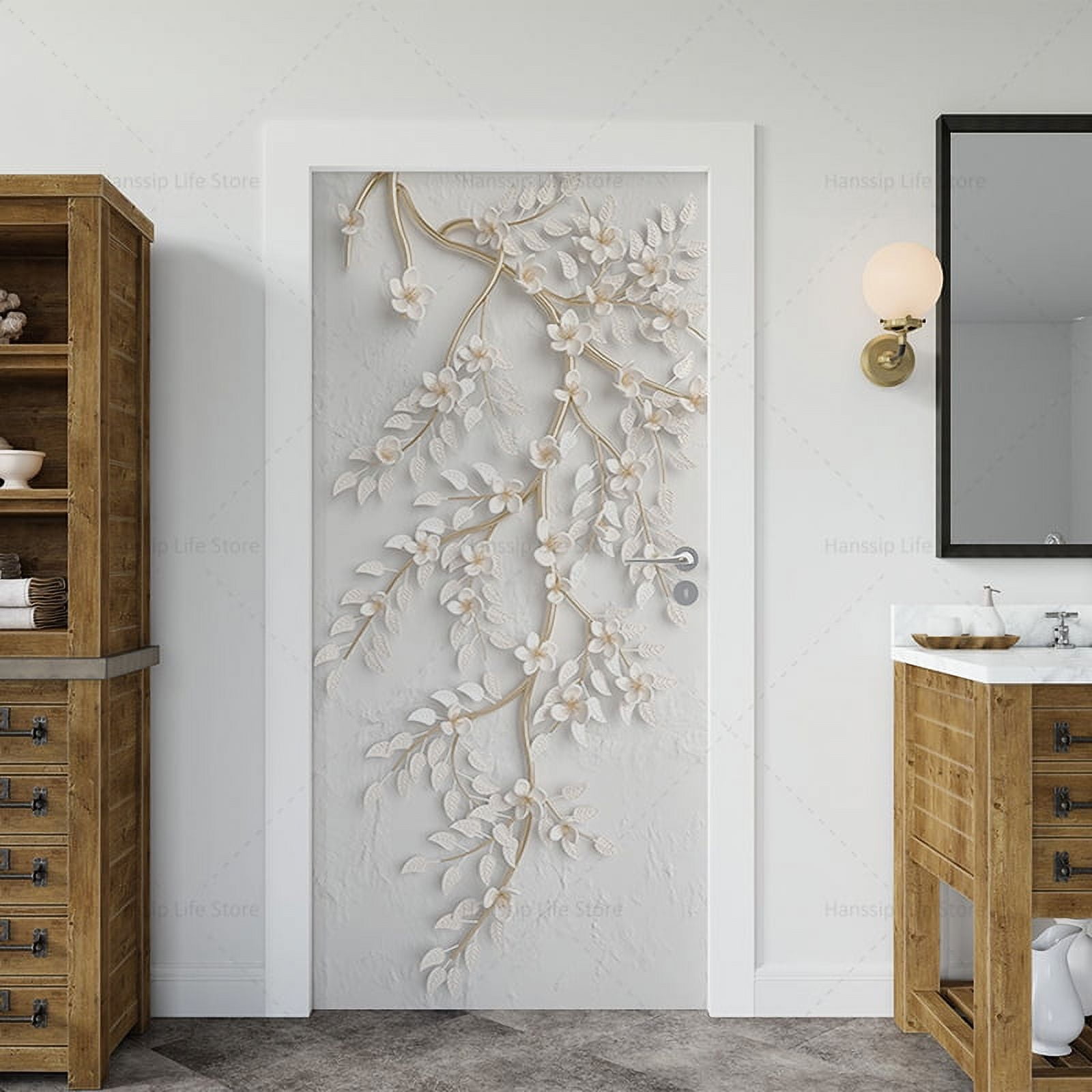 Palm Plants 3D Door Wallpaper Sticker Adhesive Vinyl Mandala Relief ...