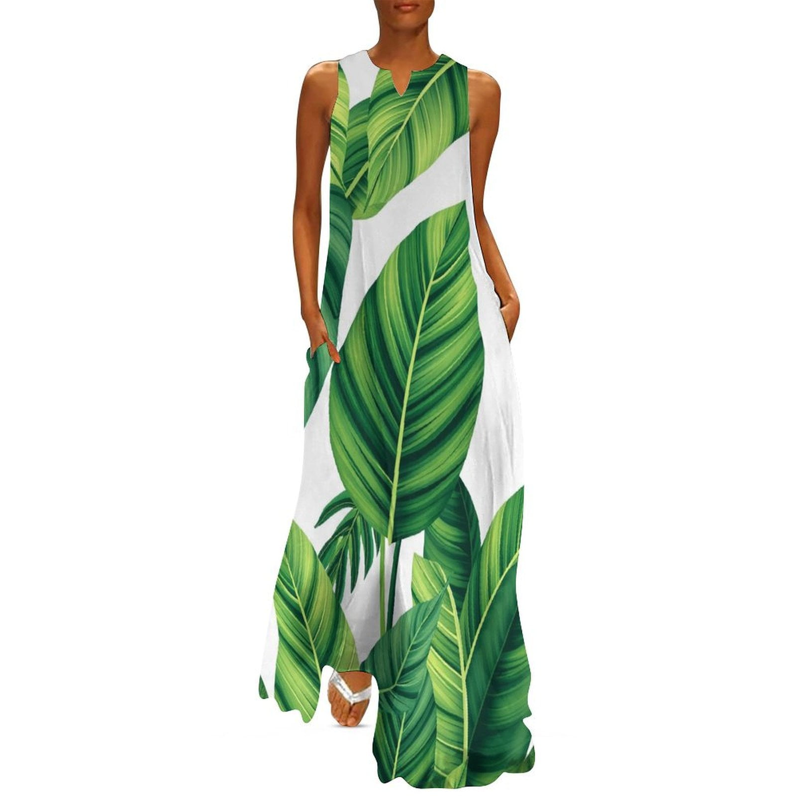 Palm Print 2025 Dress Evening Elegant And Chic Women for Outfits Beach ...