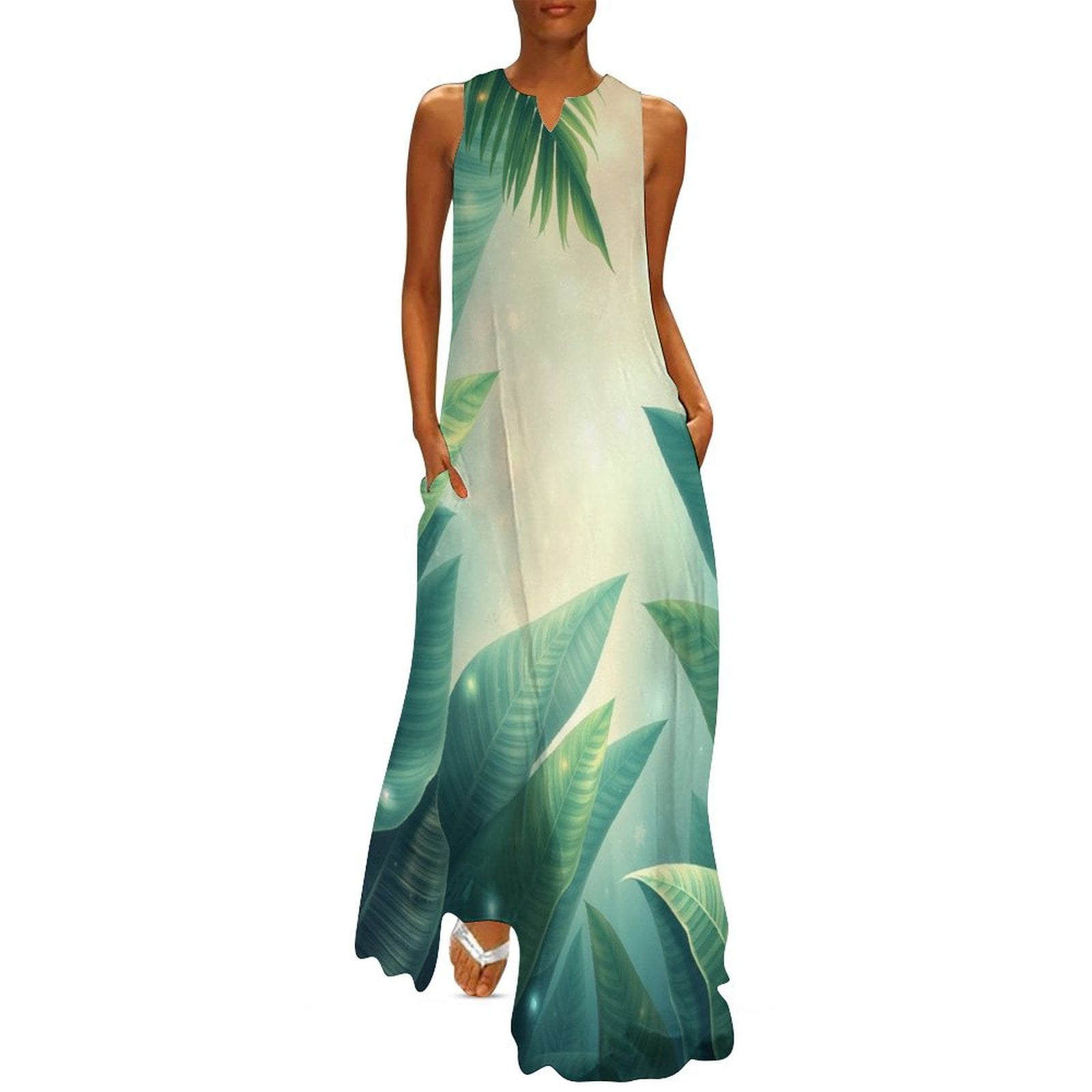 Palm Print 2025 Dress Evening Elegant And Chic Women for Outfits Beach ...