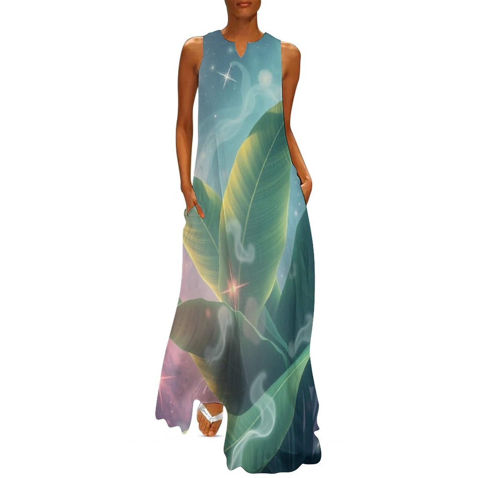 Palm Print 2025 Dress Evening Elegant And Chic Women for Outfits Beach ...