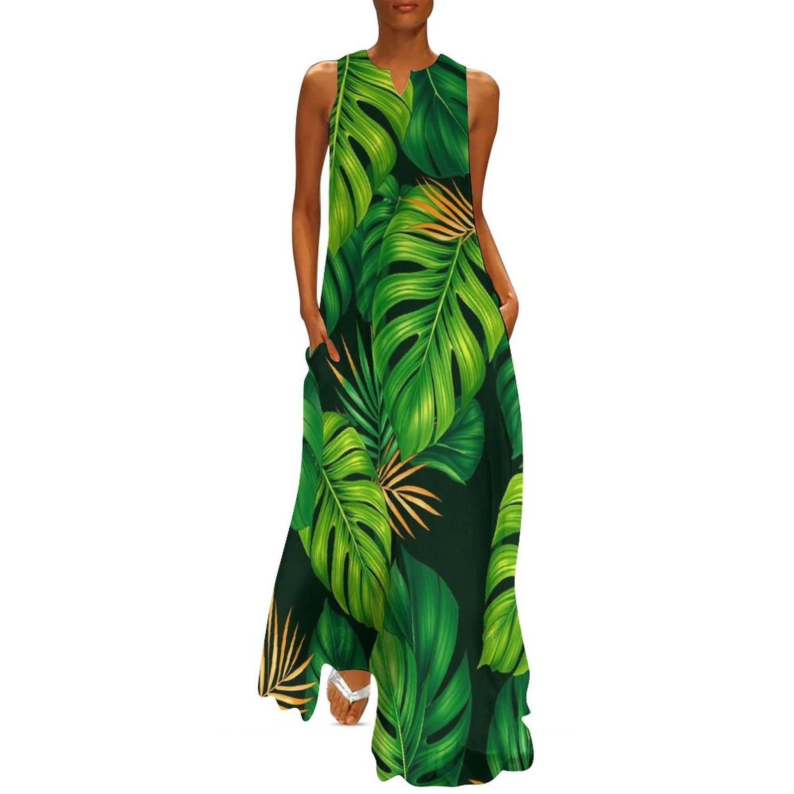 Palm Print 2025 Dress Evening Elegant And Chic Women for Outfits Beach ...