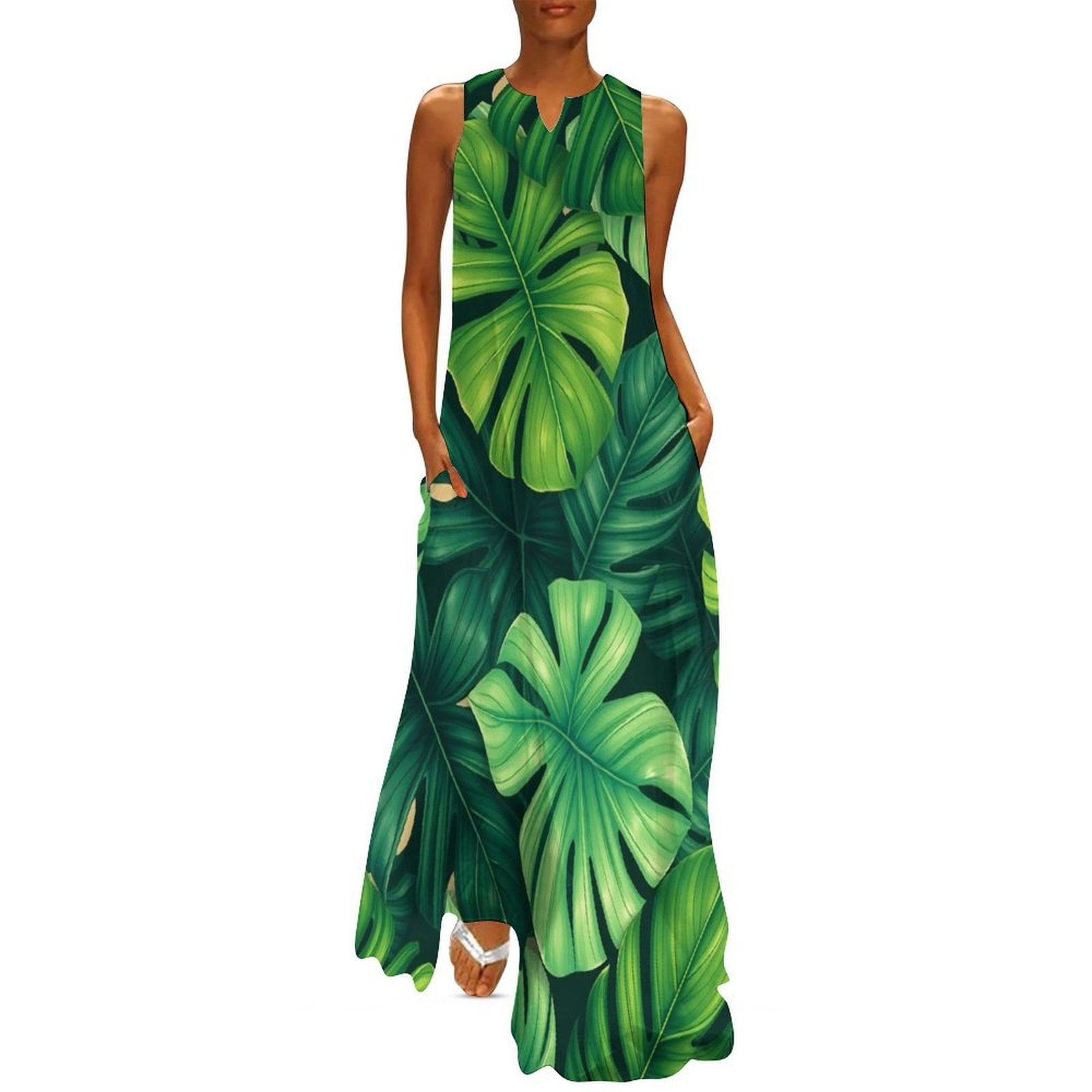 Palm Print 2025 Dress Evening Elegant And Chic Women for Outfits Beach ...