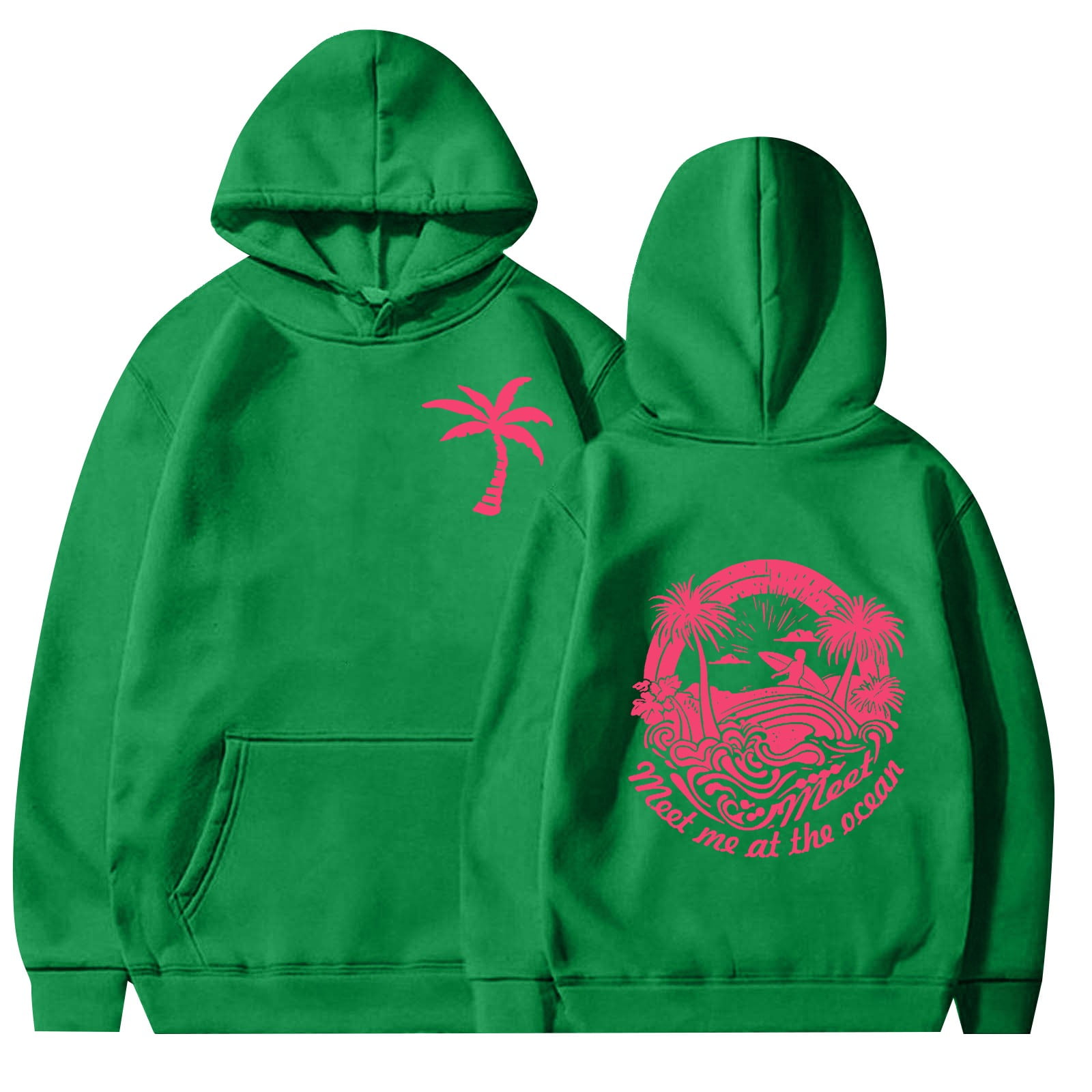 Palm Puff Hoodies for Kids Cute Preppy Hoodie 13-14 Years Green ...