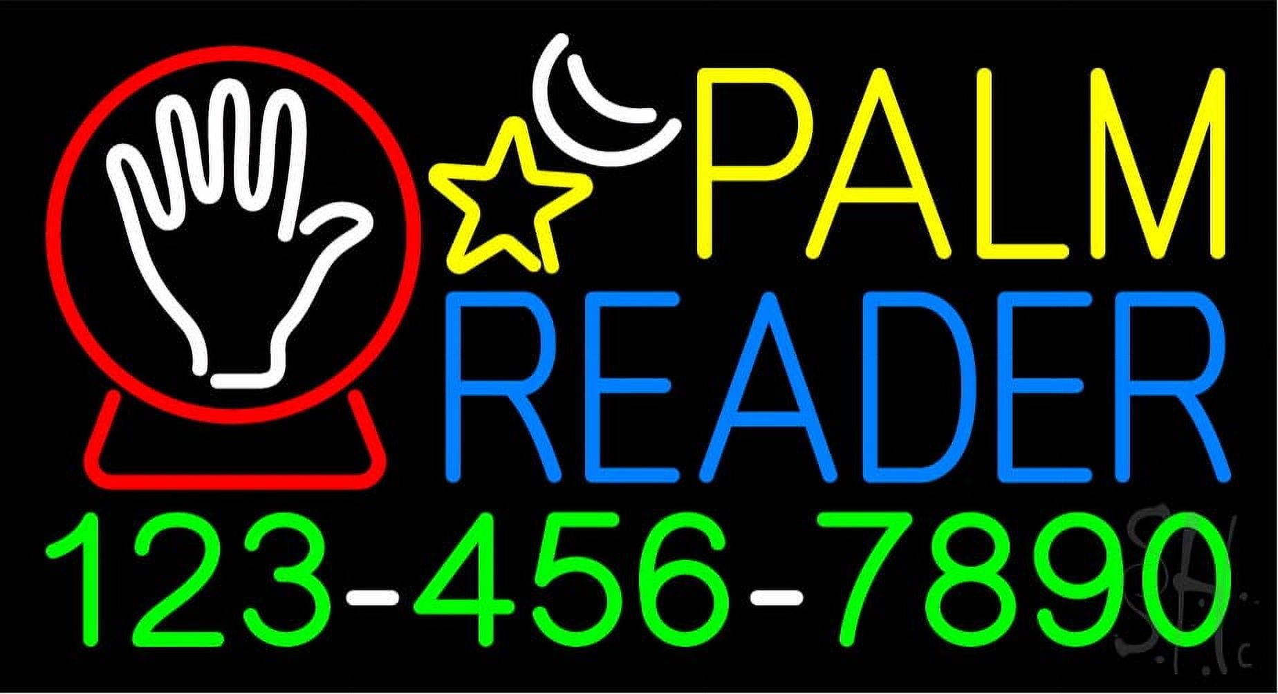 Palm Reader with Phone Number LED Neon Sign 13" Tall x 24" Wide ...