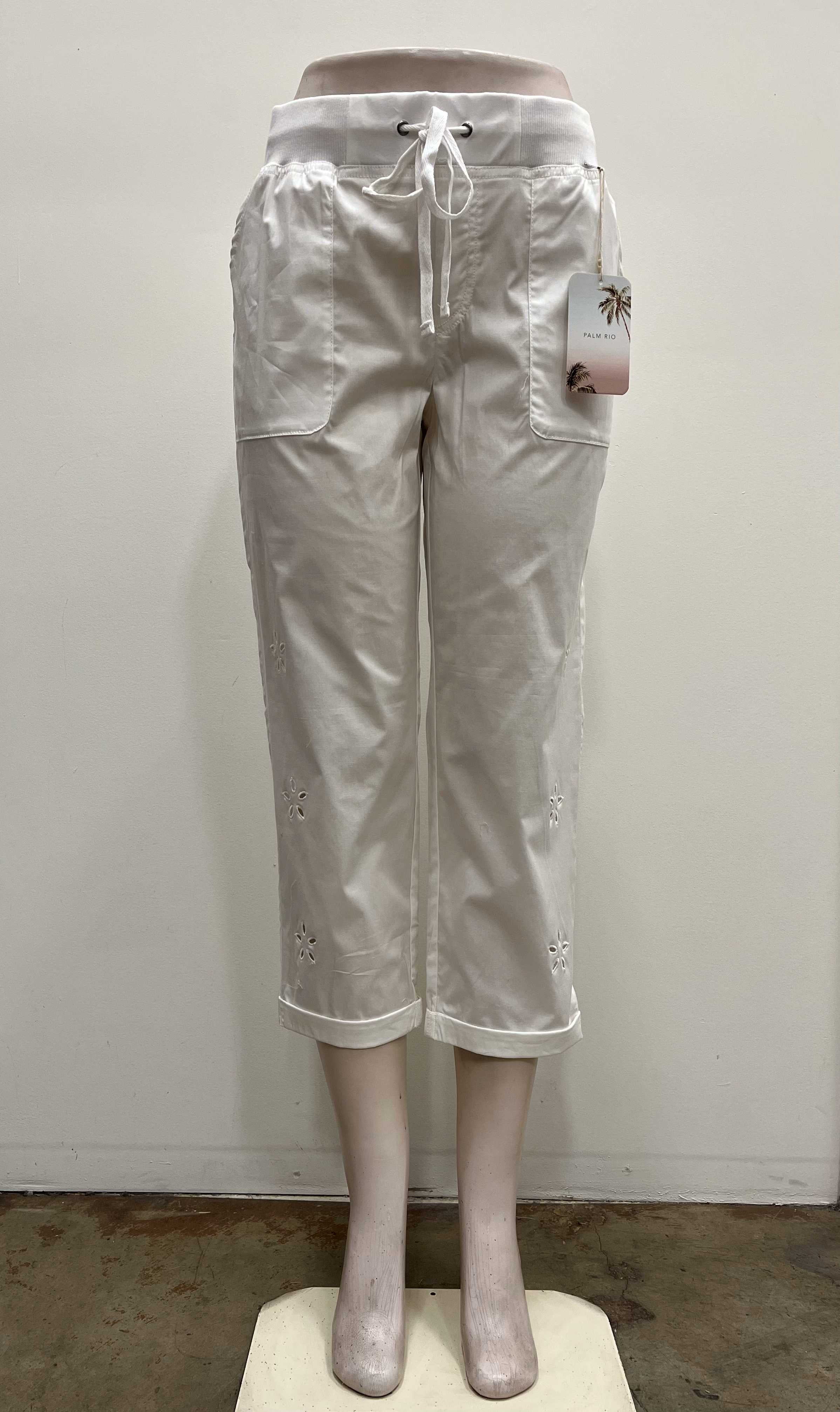 Palm Rio Womens pull on cotton front and back pockets elastic waist ...