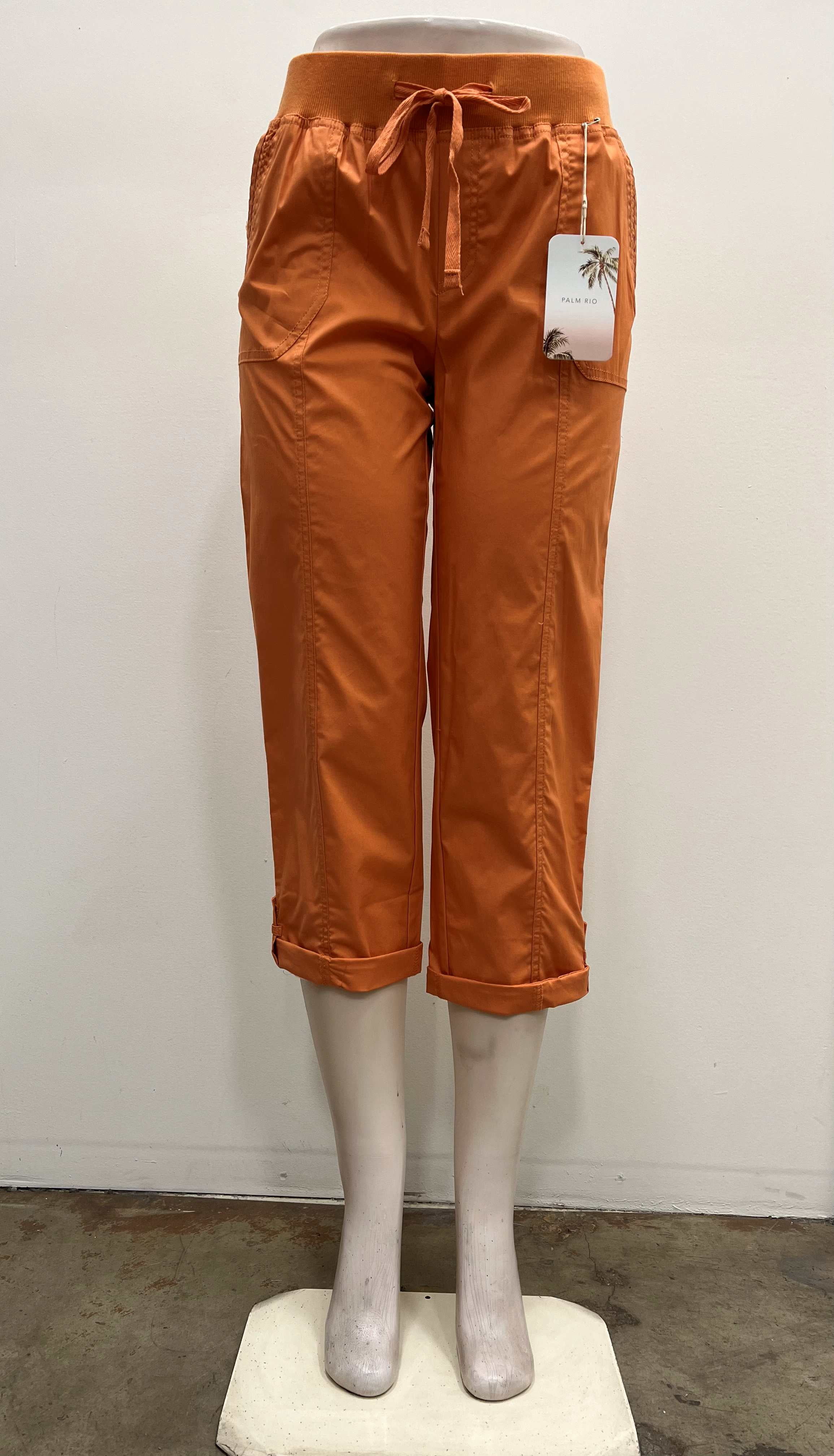 Palm Rio Womens pull on cotton front and back pockets elastic waist ...