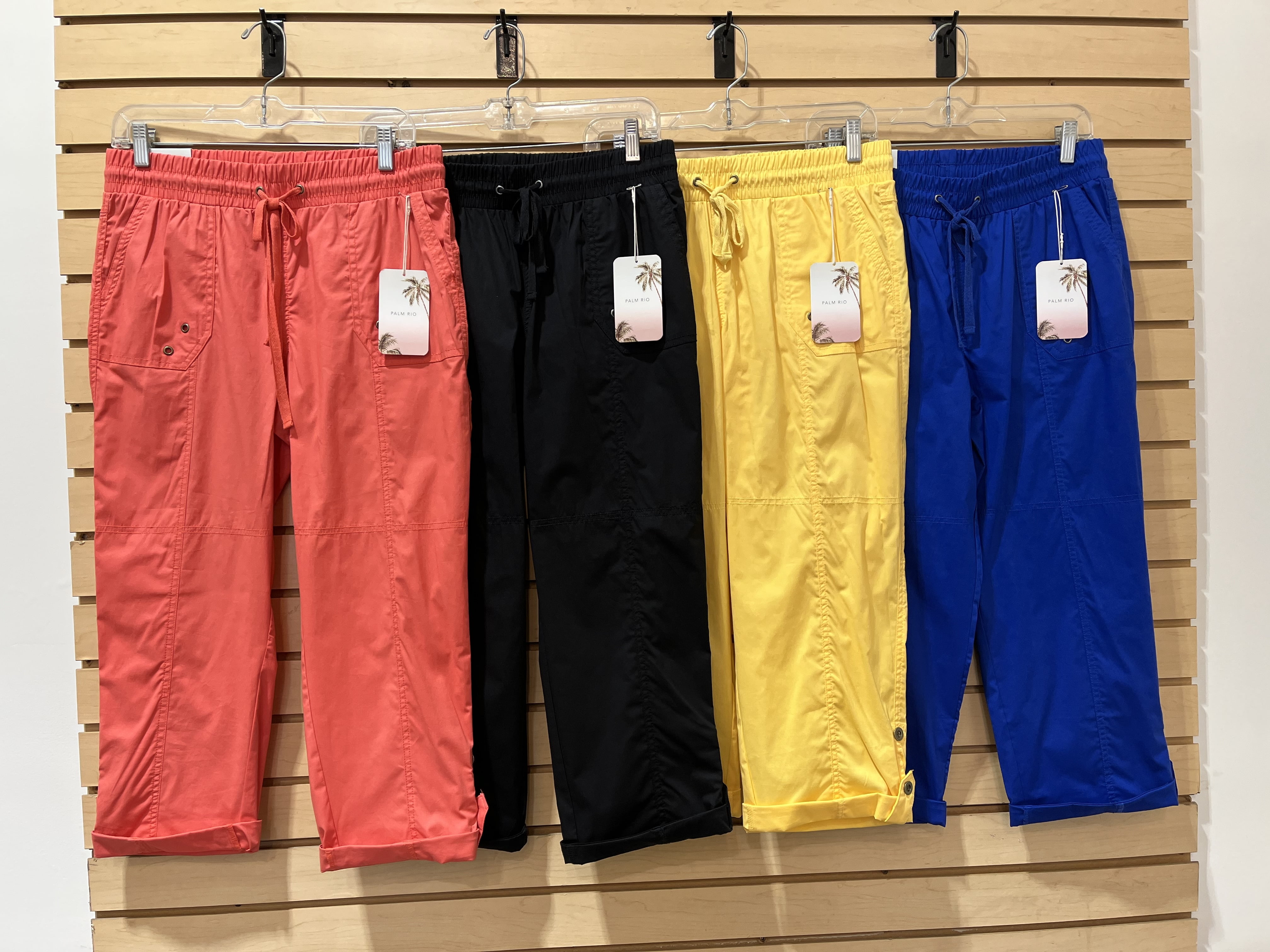 Palm Rio cotton elastic waist draw string Capri , Banana , S - Walmart.com