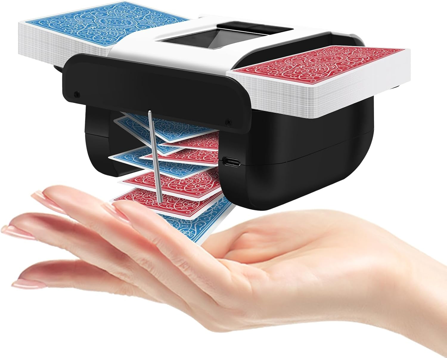 Palm-Sized 2-Deck Card Shuffler – Low-Noise Automatic UNO Shuffler with ...