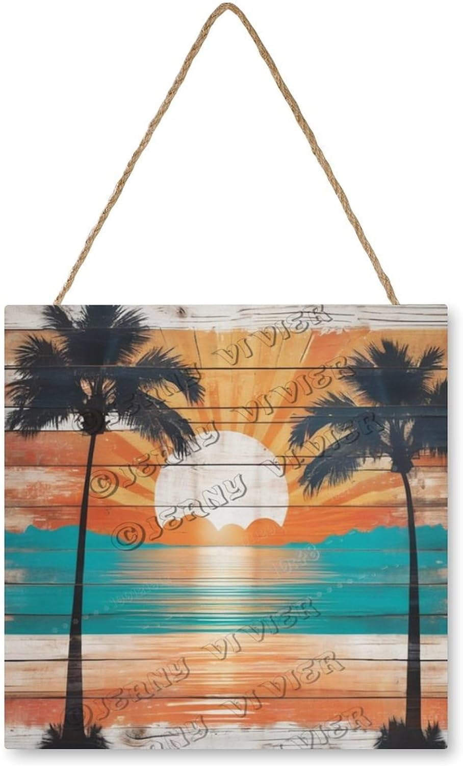 Palm Sunset Wooden Hanging Sign Motivational Wall Plaques with Sayings ...