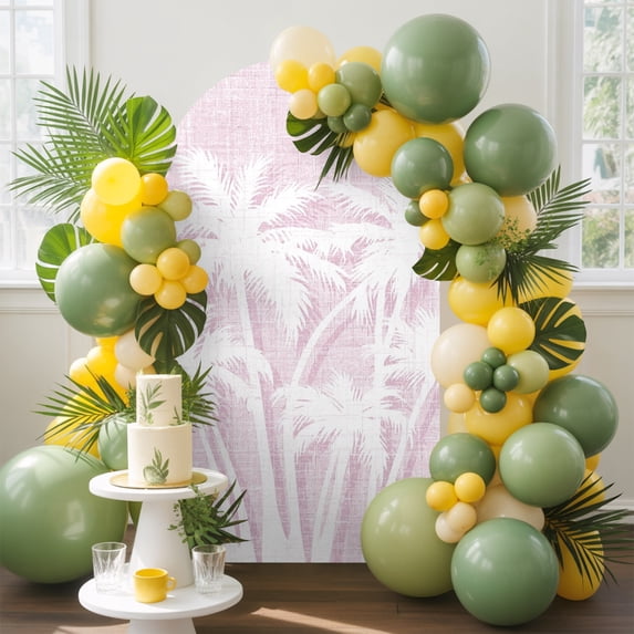Palm Tree Arch Backdrop Cover, 4FT, Tropical Plant Coastal Summer Pink ...