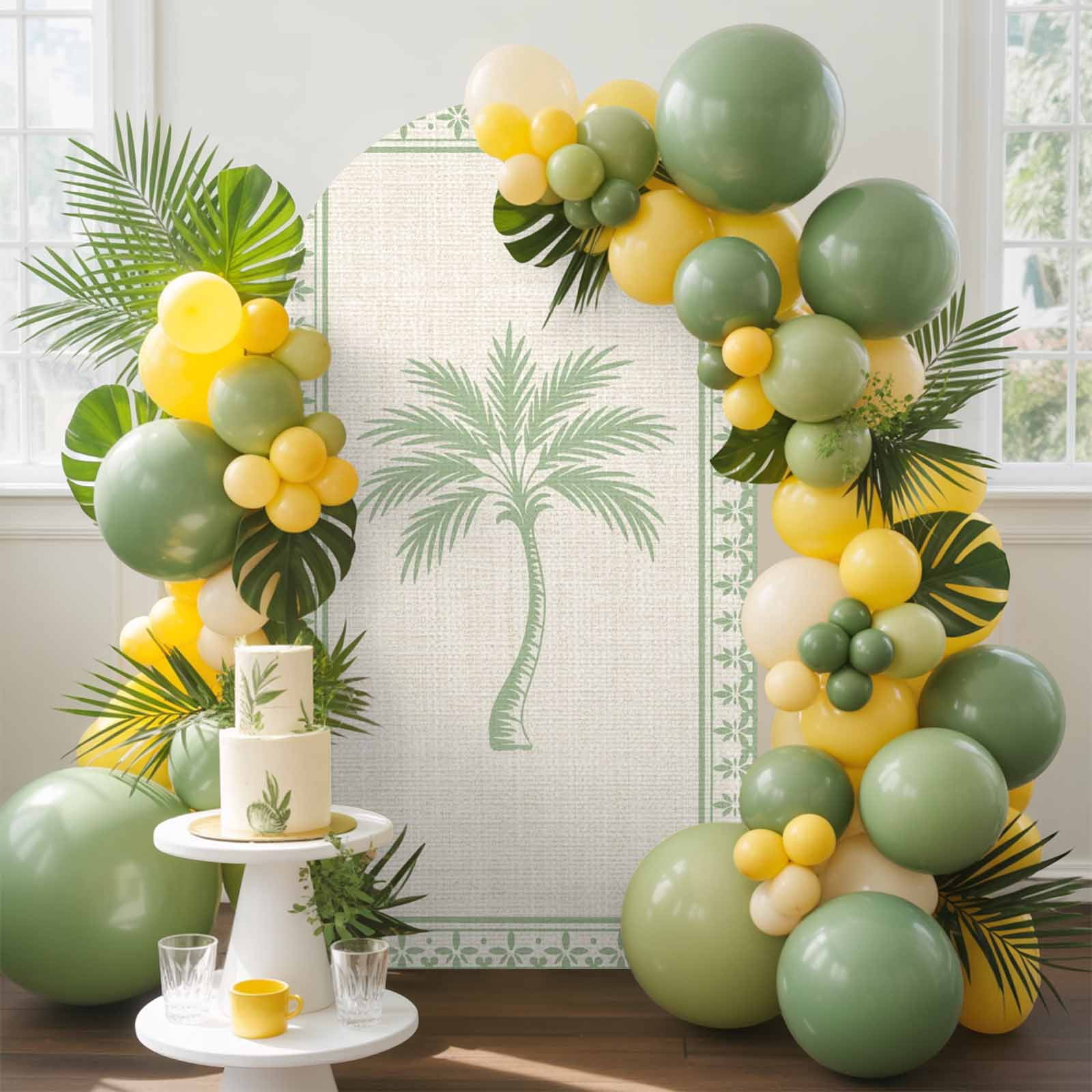 Palm Tree Arch Backdrop Cover, 6FT, Coastal Tropical Green Palm Tree ...