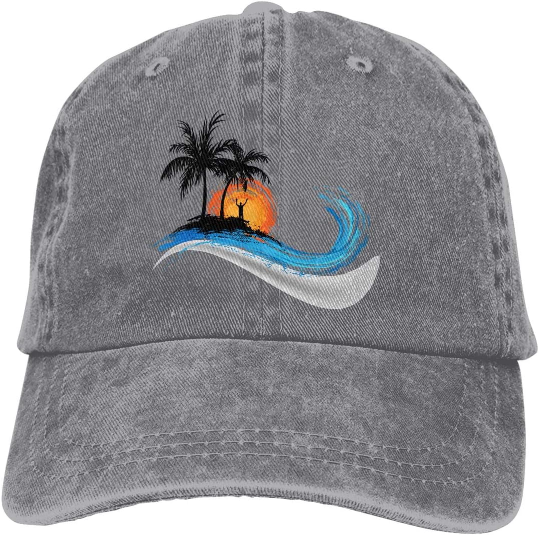 Palm Tree Baseball Caps Summer Aloha Beaches Outdoor Adjustable Denim ...