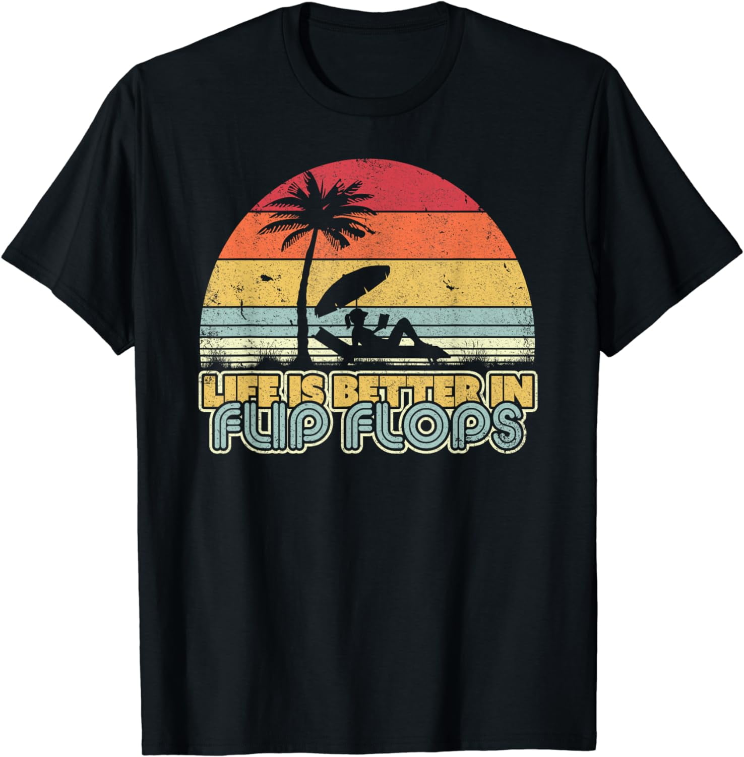 Palm Tree, Beach Shirt. Retro Life is Better In Flip Flops T-Shirt ...