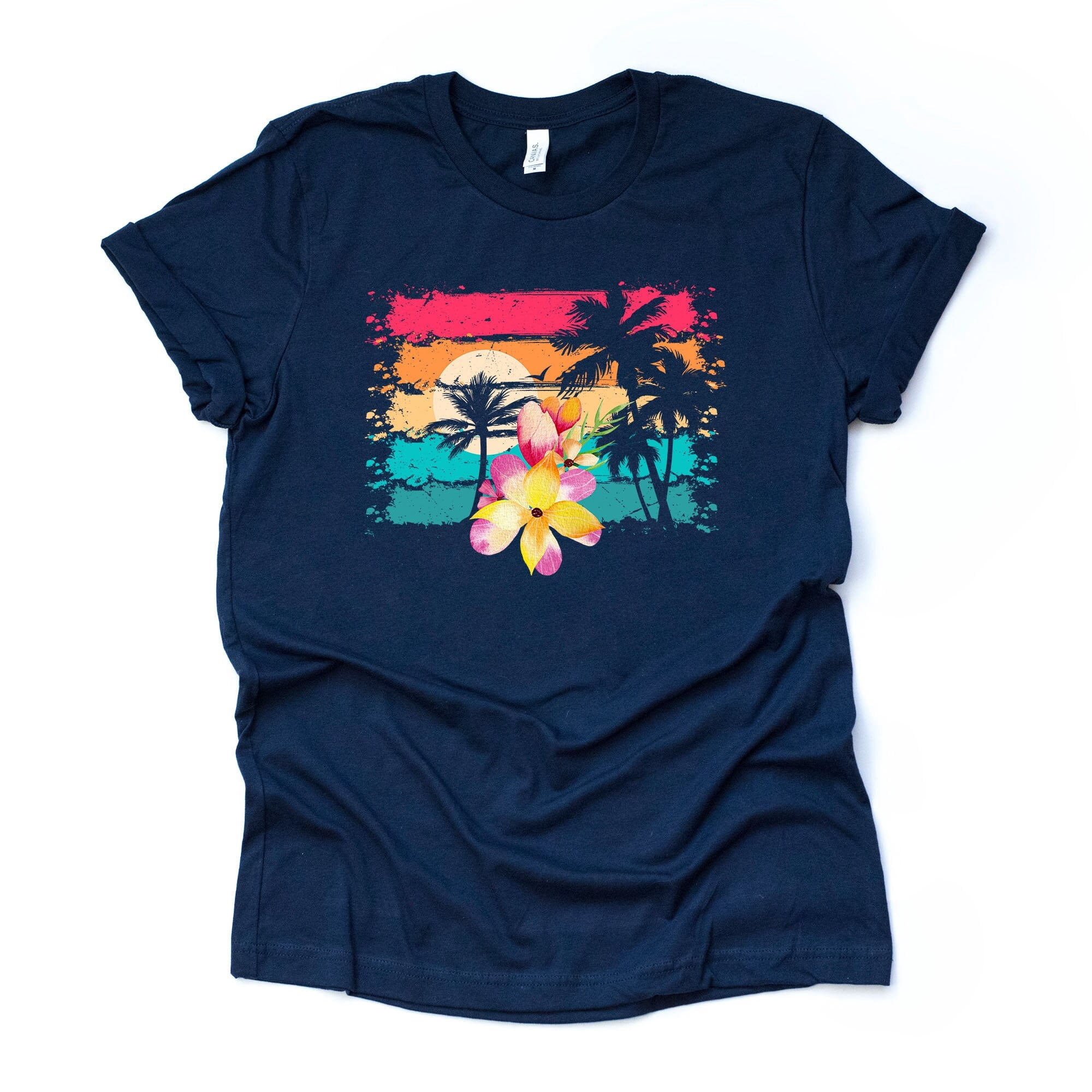 Palm Tree Beach Sunset Bella Canvas Tee - Walmart.com