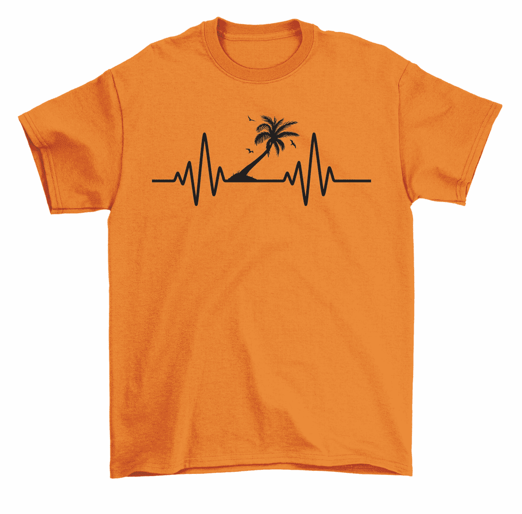 Palm Tree Beach Vacation EKG Heartbeat T-Shirt Men Women - Walmart.com