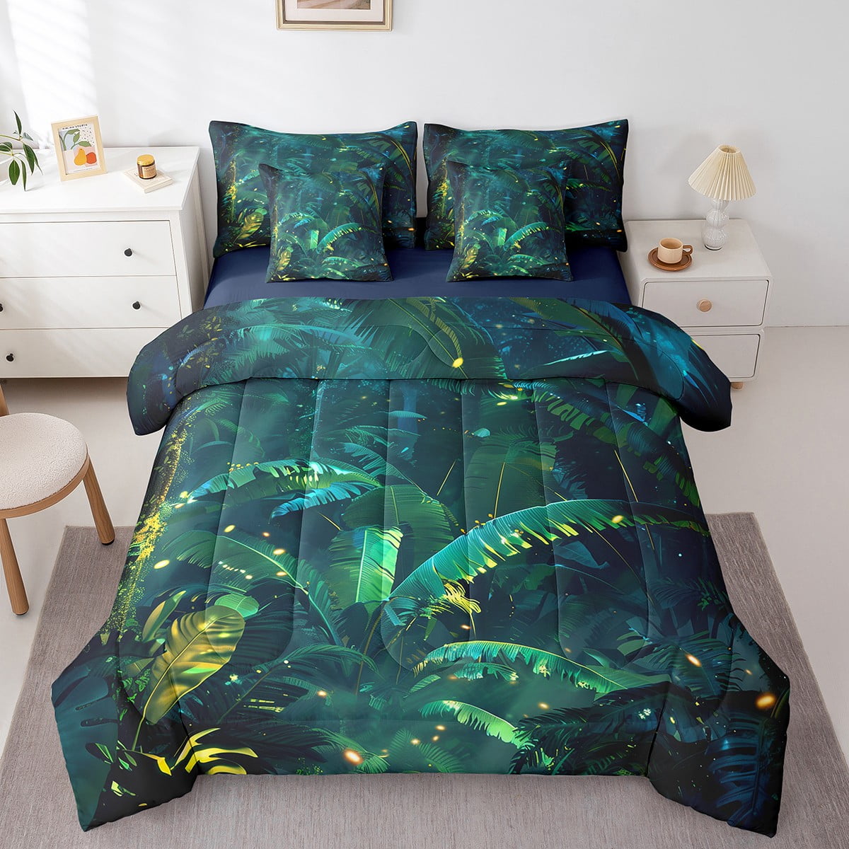 Palm Tree Bedding Set Full Size, Leaves Tropical Plant Soft Comforter ...