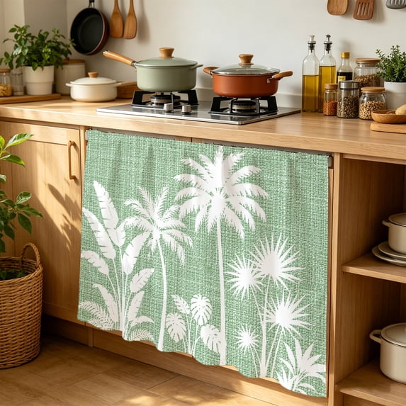 Palm Tree Cabinet Curtains for Kitchen 35"W x 35"L, Coastal Tropical ...
