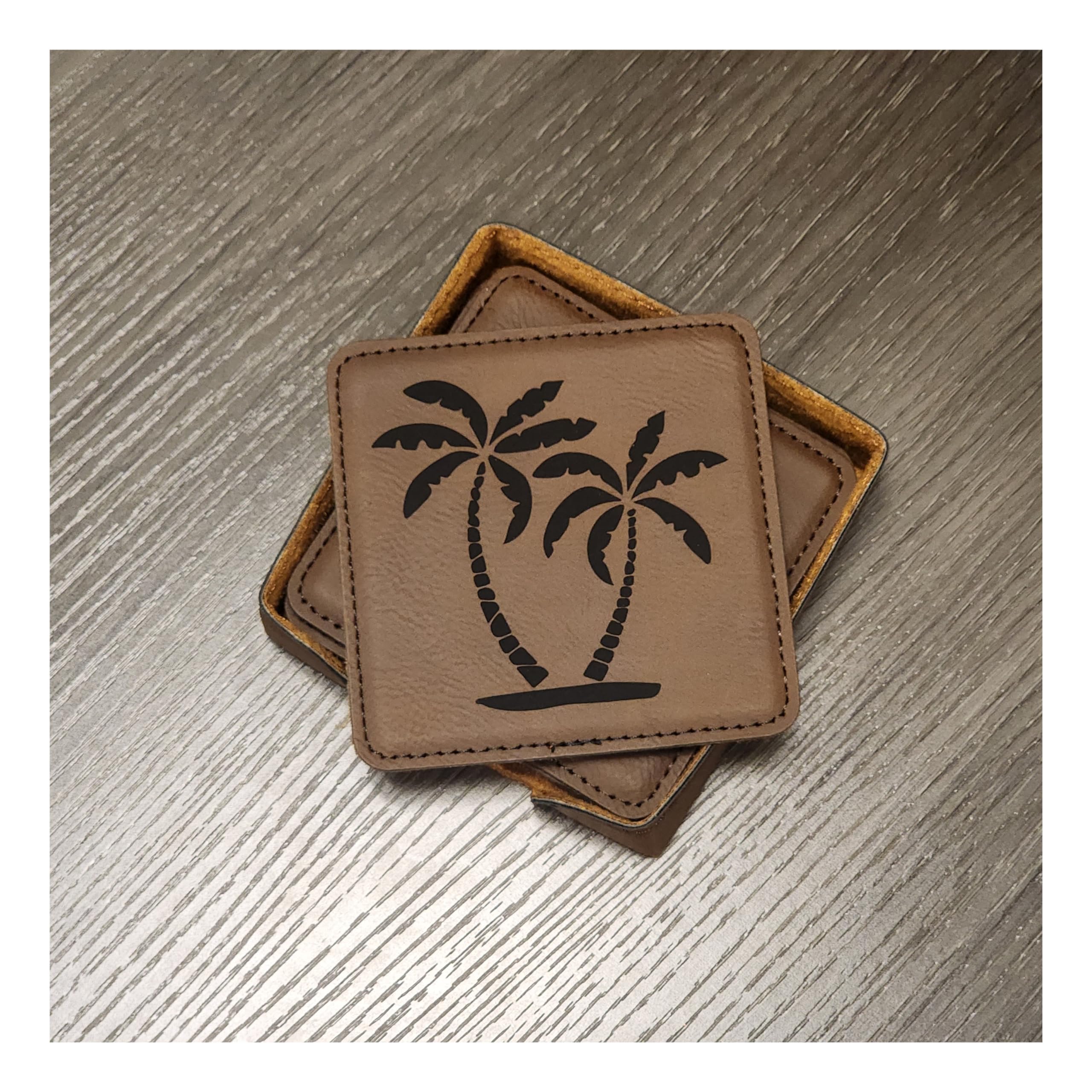 Palm Tree Coasters - Handmade Coasters Set of 6 - Engraved Barware ...