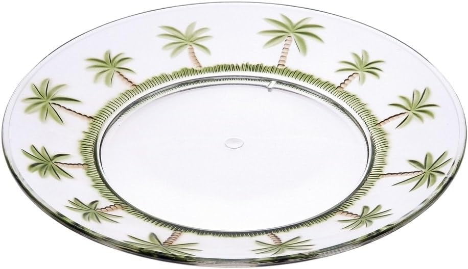 Palm Tree Design 9" Acrylic Dinner Plates Set of 4 Crystal Clear ...