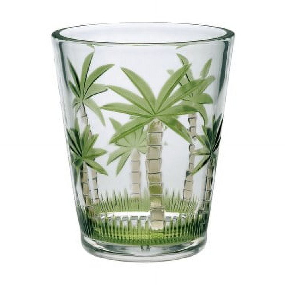 Palm Tree Design Acrylic Glasses Drinking Set of 4 DOF (15oz), Plastic ...