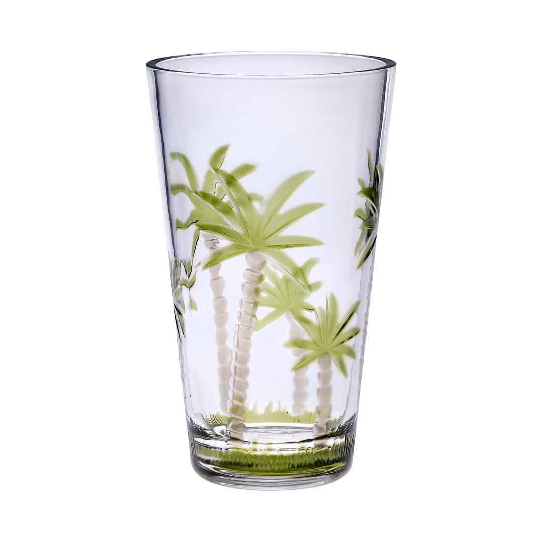 Palm Tree Design Acrylic Glasses Drinking Set of 4 Hi Ball (20oz ...