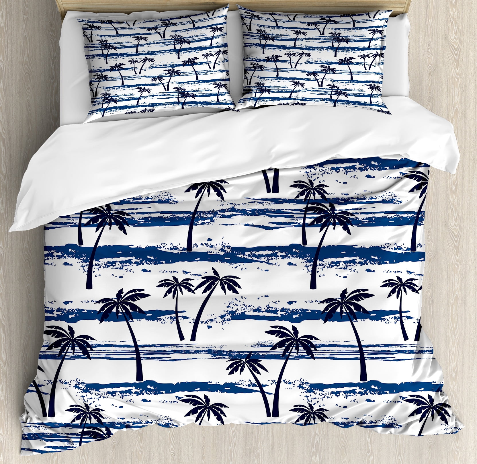Palm Tree Duvet Cover Set, Pattern Sea Summer Romantic Beach Island ...
