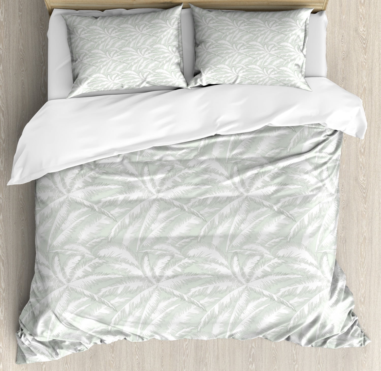 Palm Tree Duvet Cover Set Queen Size, Abstract Leafage of Exotic Beach ...