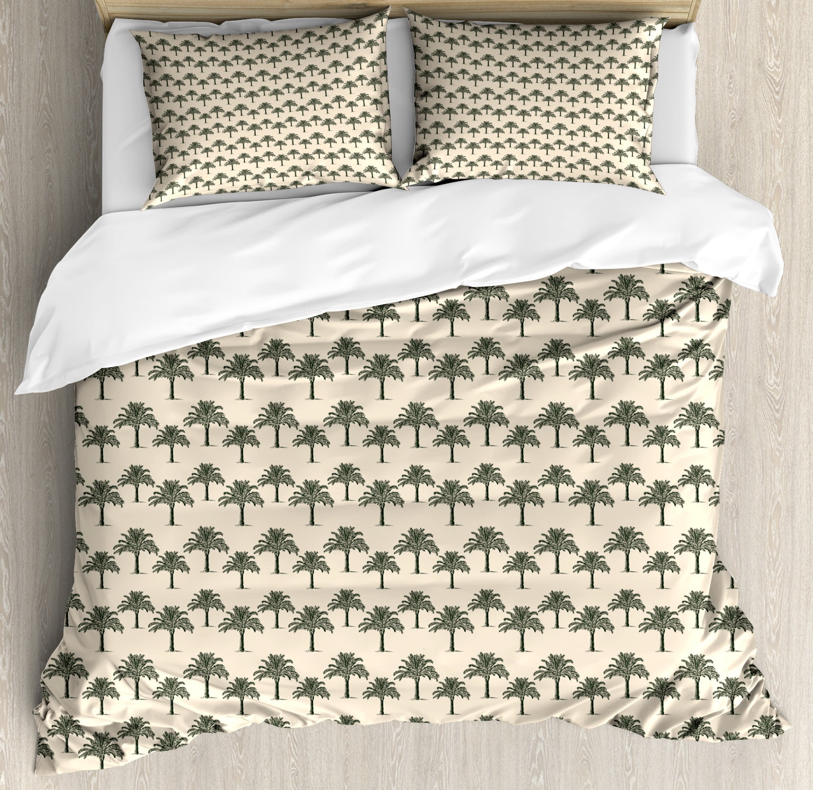 Palm Tree Duvet Cover Set, Vintage Sketch Look Tropical Trees ...