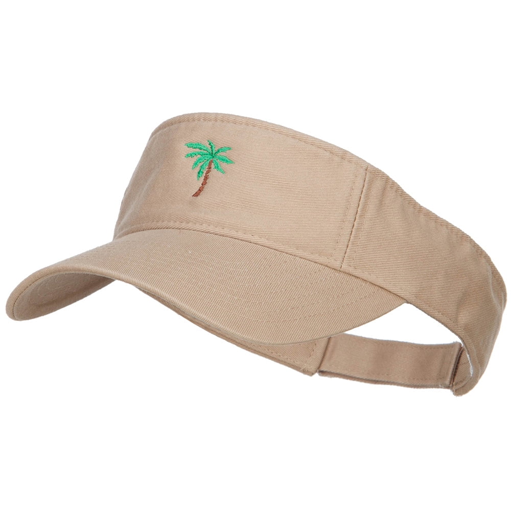 Palm Tree Embroidered Cotton Washed Visor - Khaki OSFM - Walmart.com