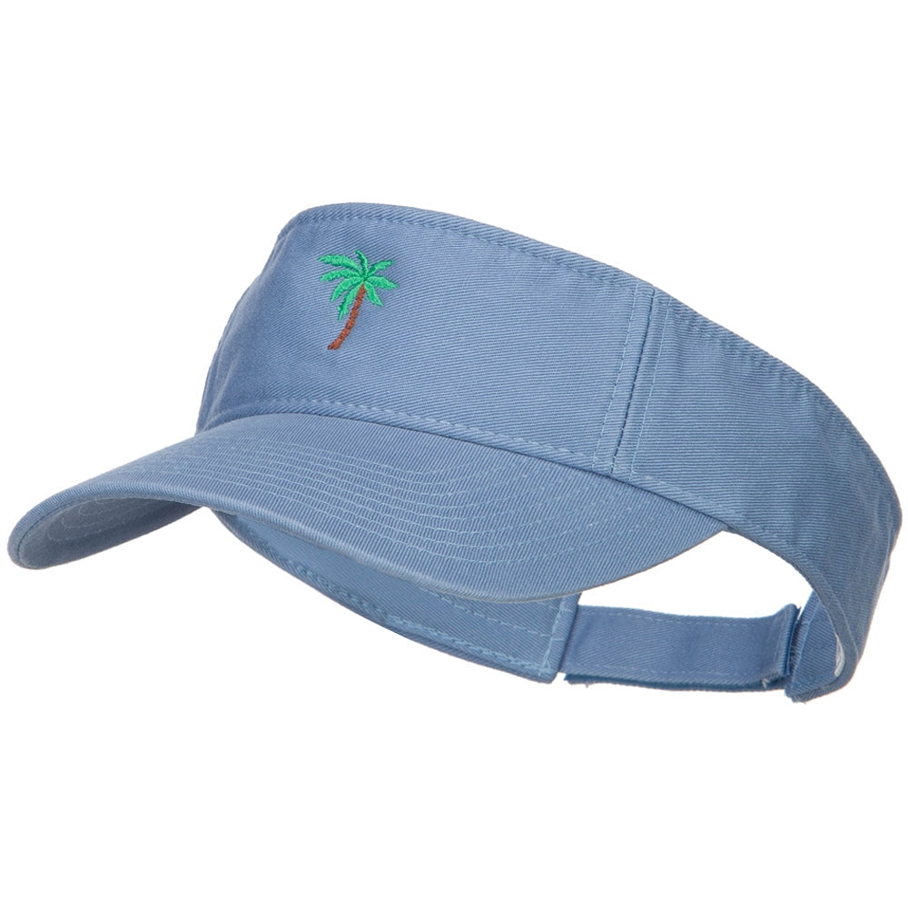 Palm Tree Embroidered Cotton Washed Visor - Lt Blue OSFM - Walmart.com