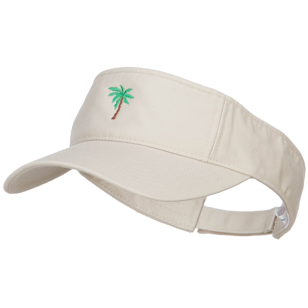 Palm Tree Embroidered Cotton Washed Visor - Stone OSFM - Walmart.com