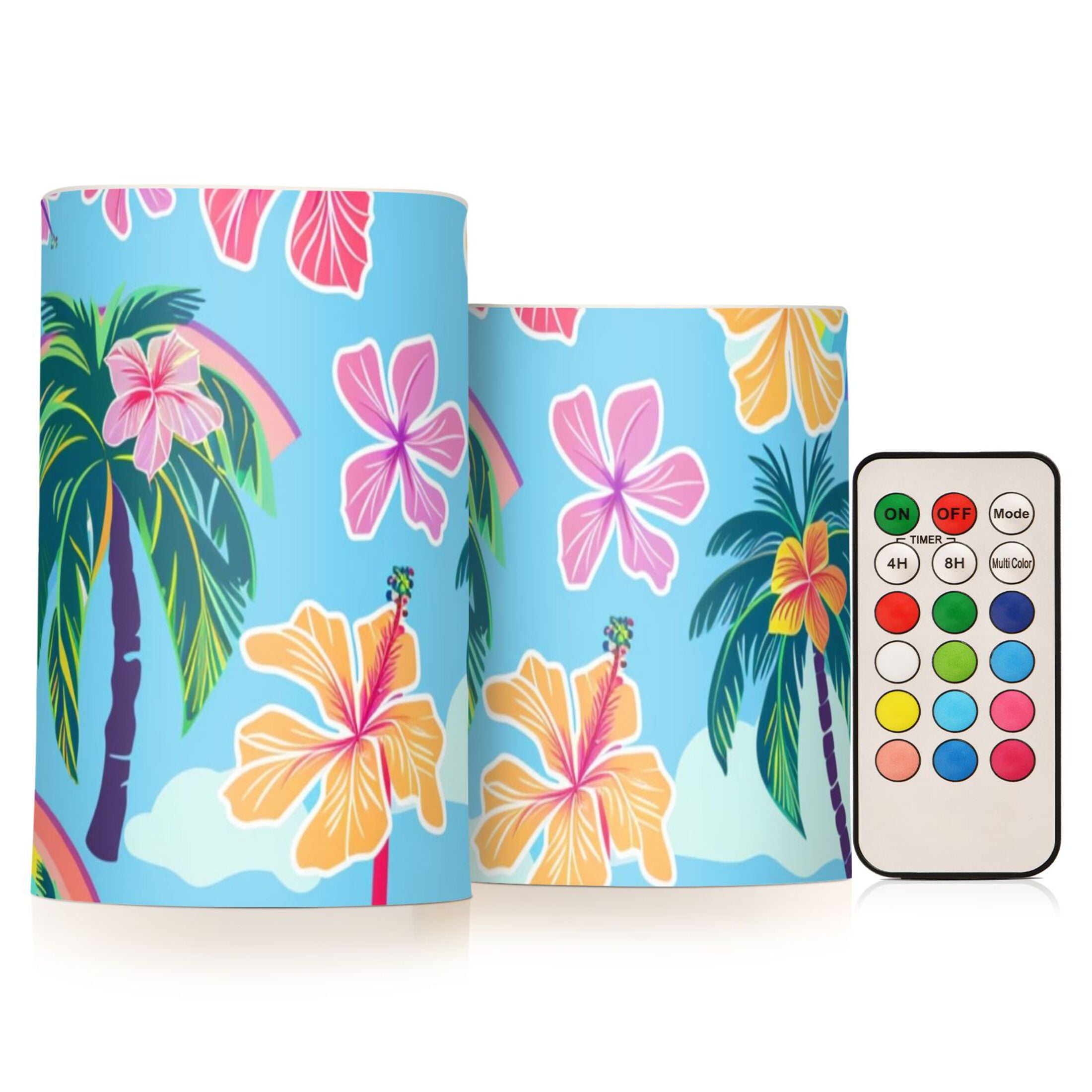 Palm Tree Flower Rainbow Flickering Flameless LED Candles set of 2 ...