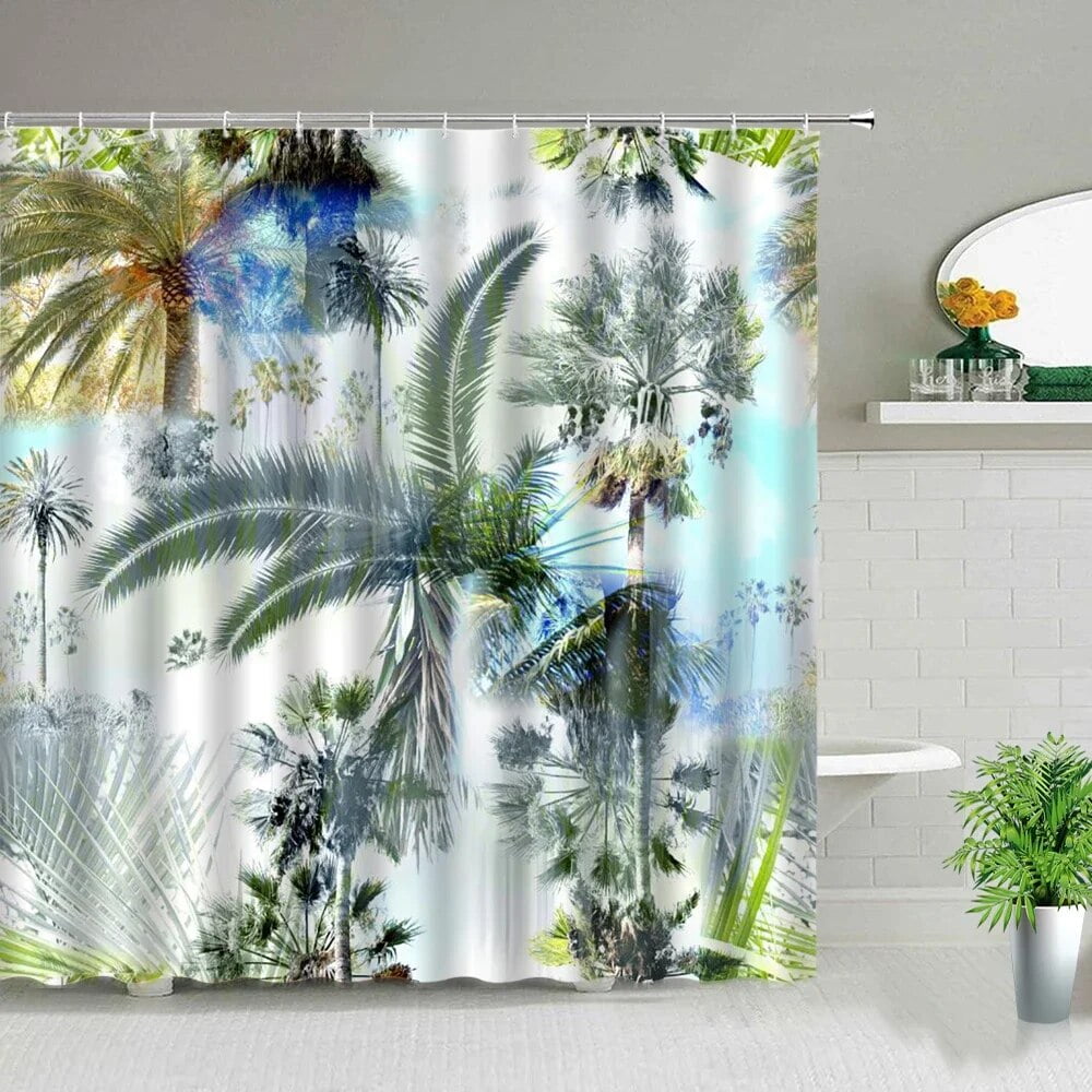 Palm Tree Forest Shower Curtains Tropical Plant Rainforest Landscape