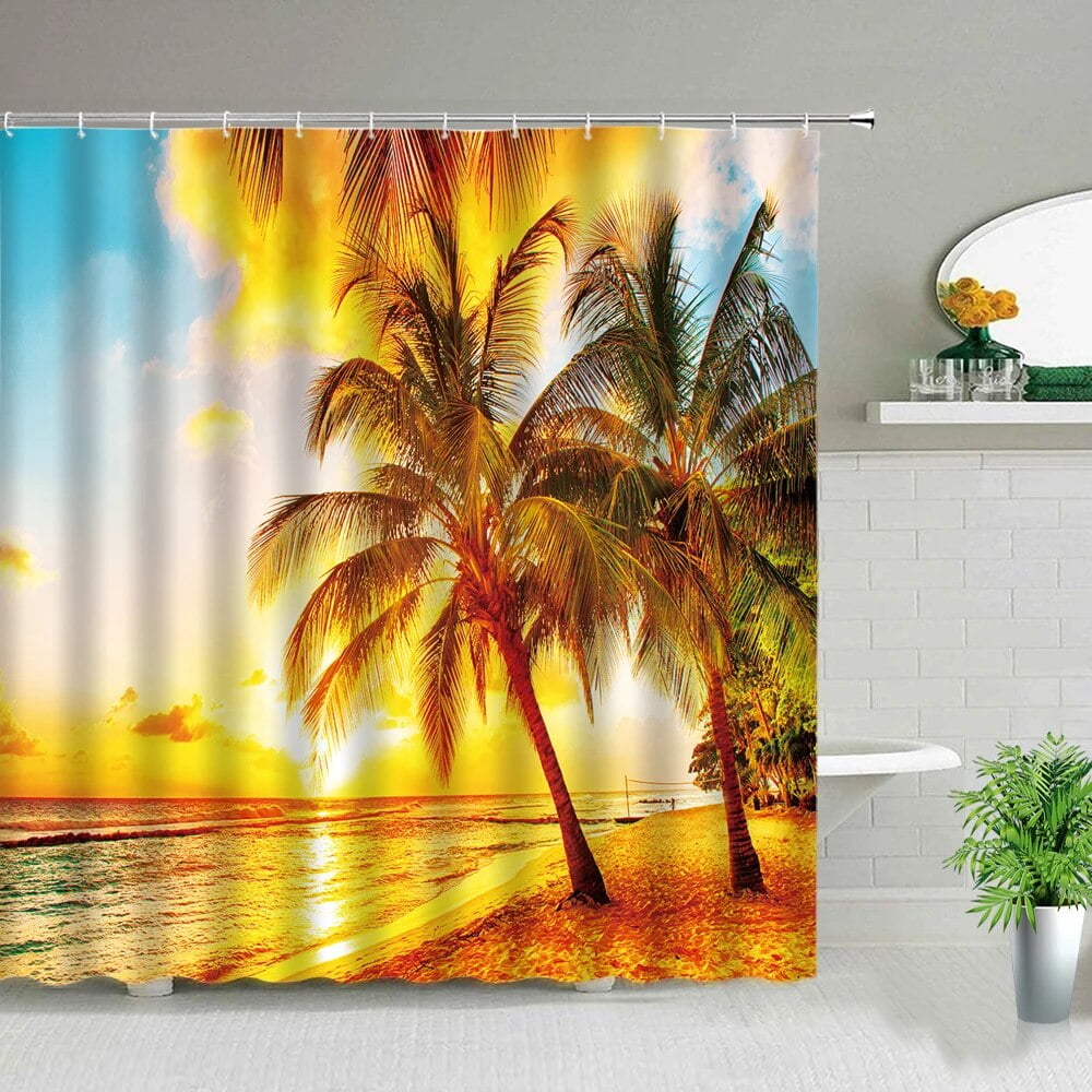 Palm Tree Forest Shower Curtains Tropical Plant Rainforest Landscape ...