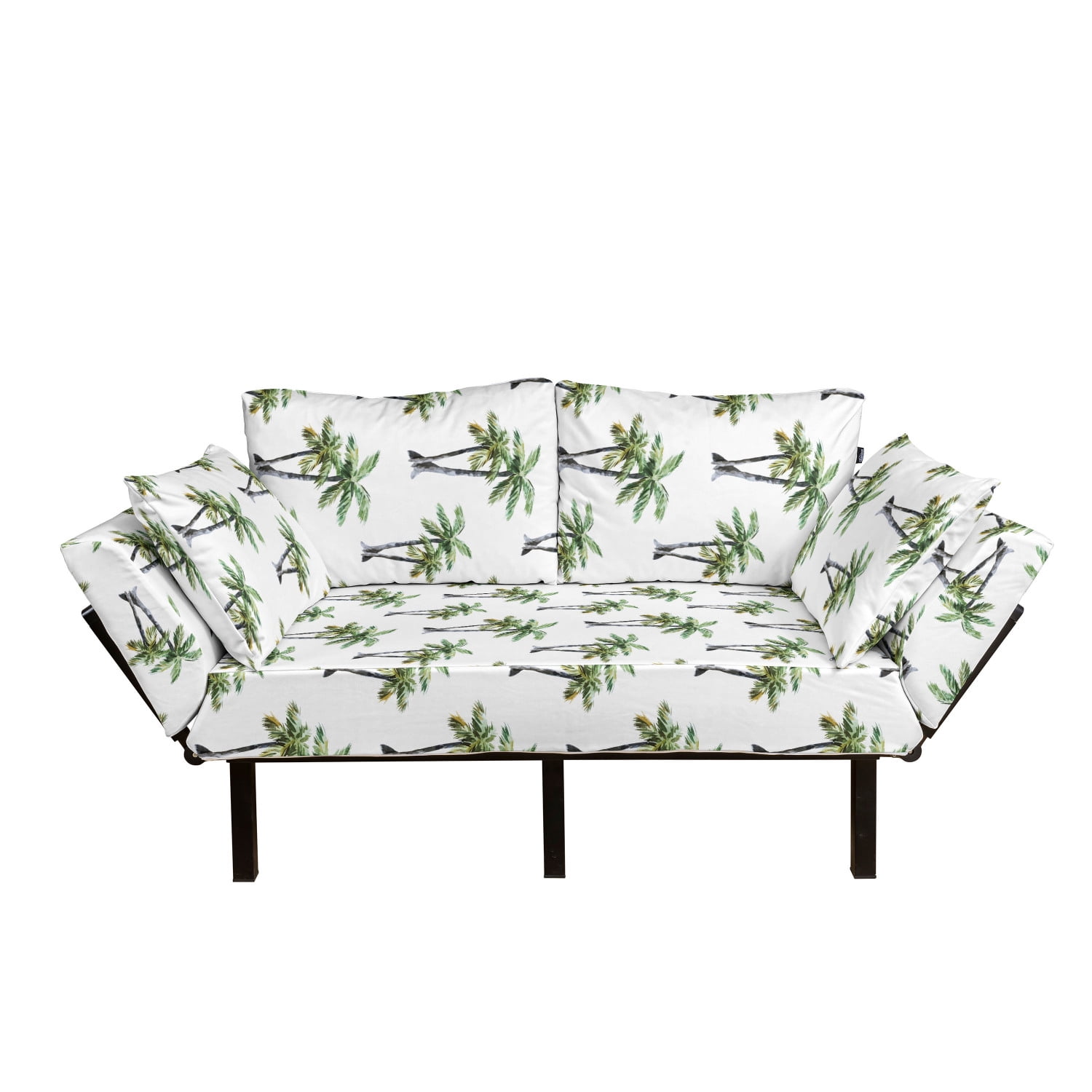 Palm Tree Futon Couch, Botanical Watercolor Art of Hawaiian Aloha ...