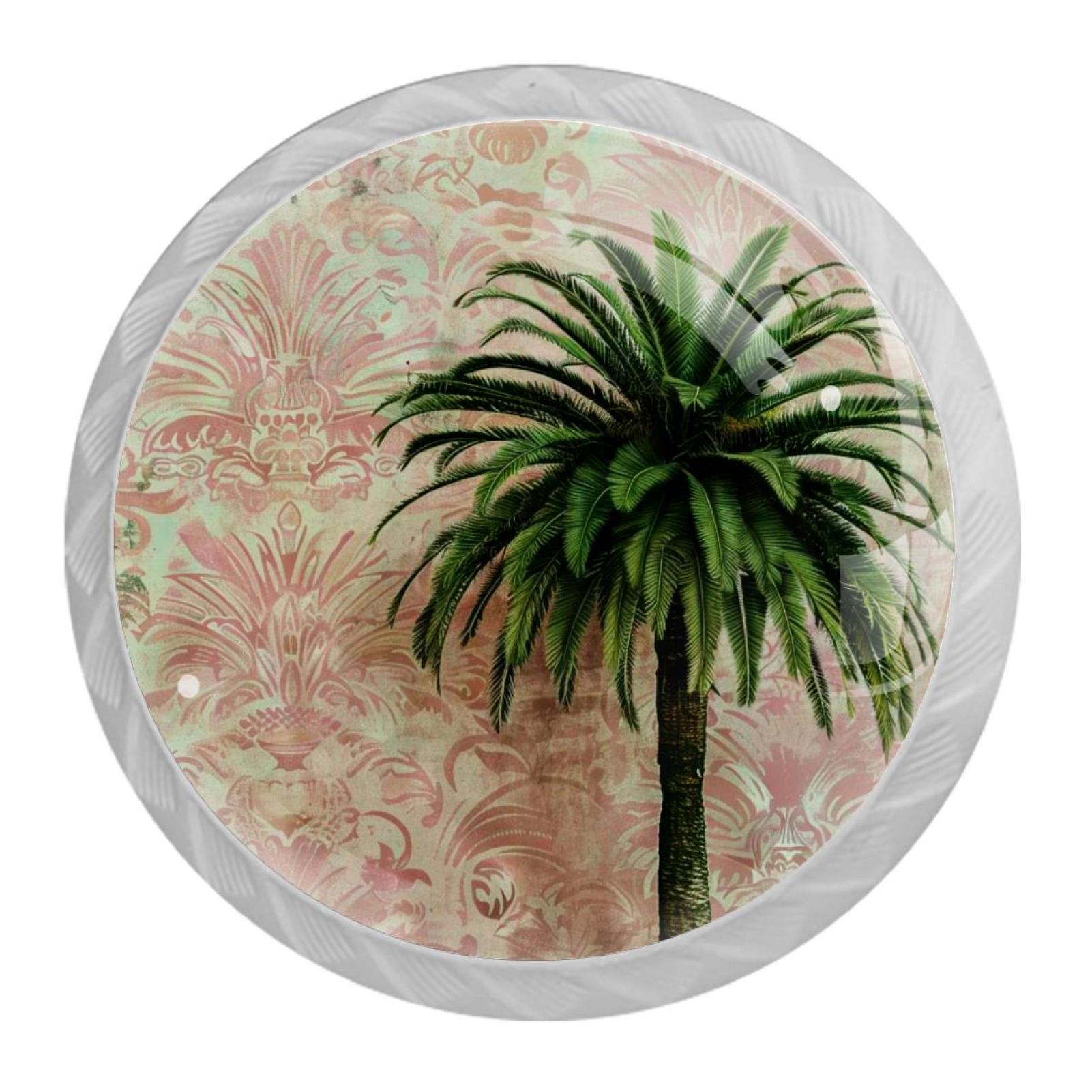 Palm Tree Green Drawer Knobs, 4 Piece Set Decorative Kitchen Knobs ...