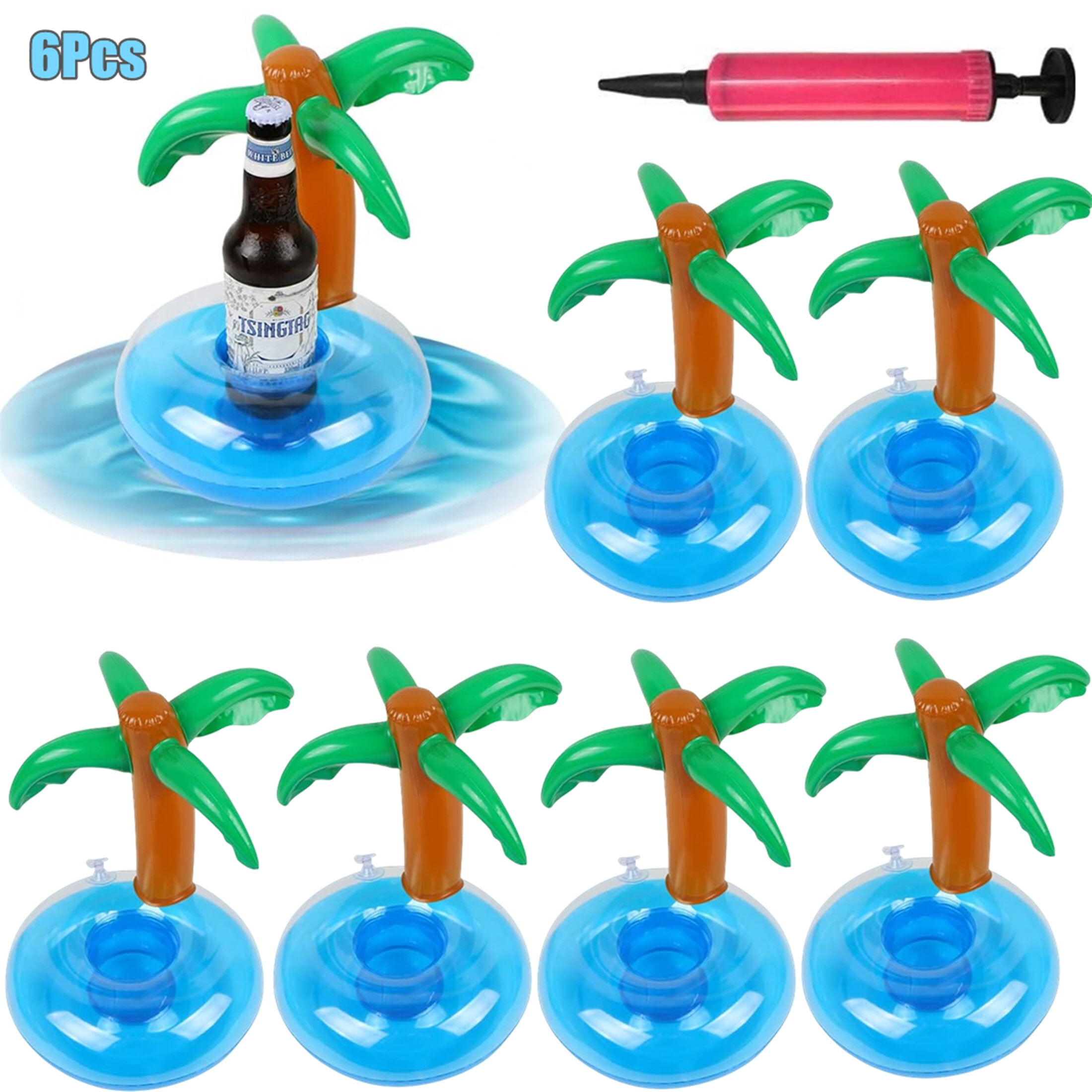 Palm Tree Inflatable Drink Holder 6 Pack Drink Floaties Pool Drink Cup ...