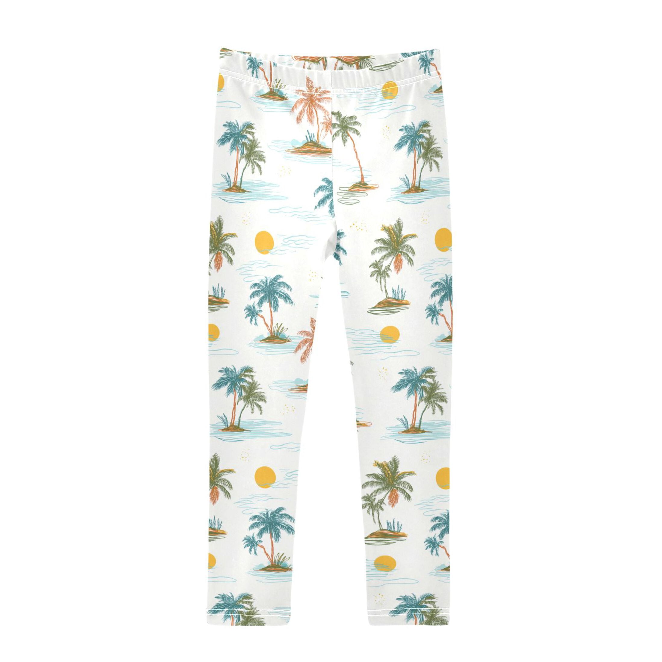 Palm Tree Island Printed Leggings Yoga Pants for in 4t to 10t - Walmart.com