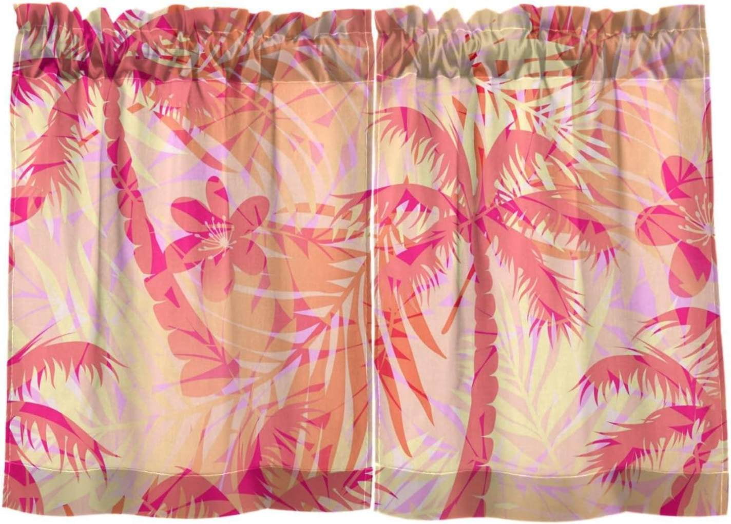 Palm Tree Kitchen Curtains 2 Panels UV Protected Tier Curtains, Half ...