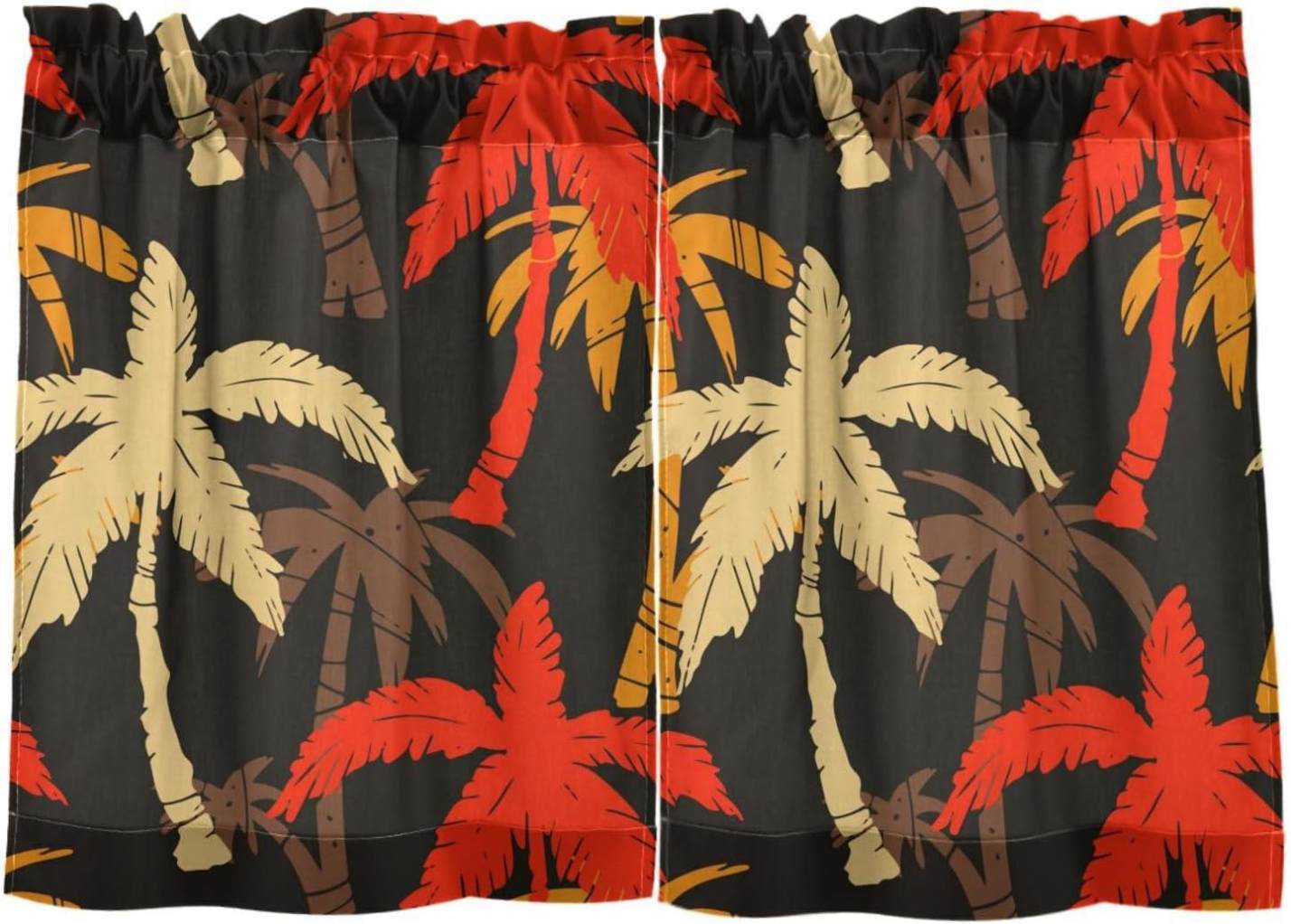 Palm Tree Kitchen Curtains 2 Panels UV Protected Tier Curtains, Half ...