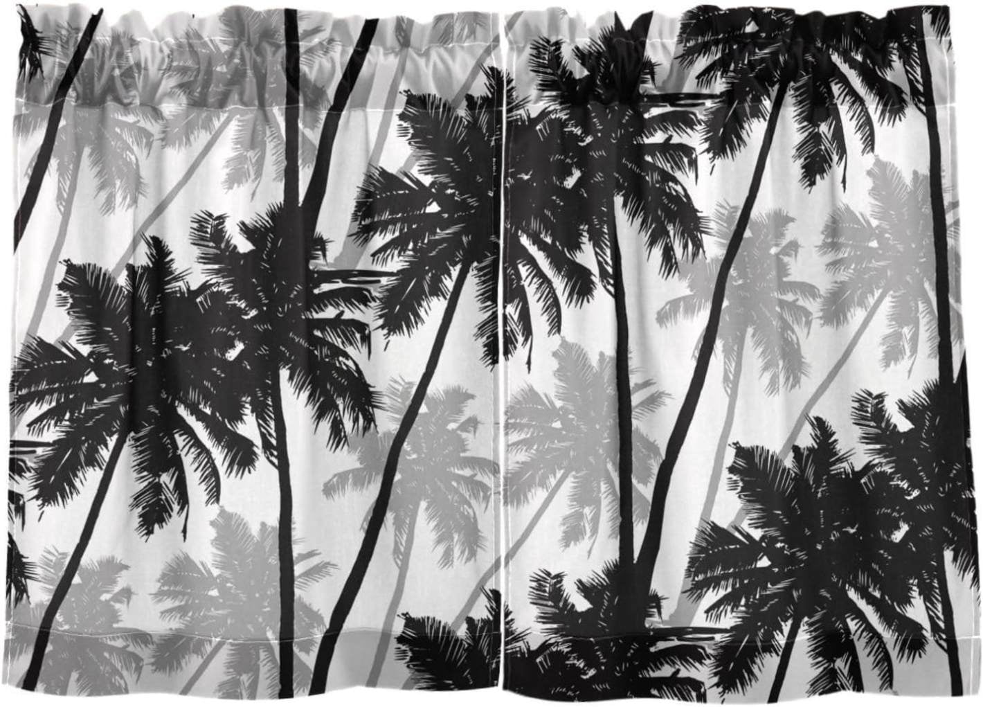 Palm Tree Kitchen Curtains 2 Panels UV Protected Tier Curtains, Half ...