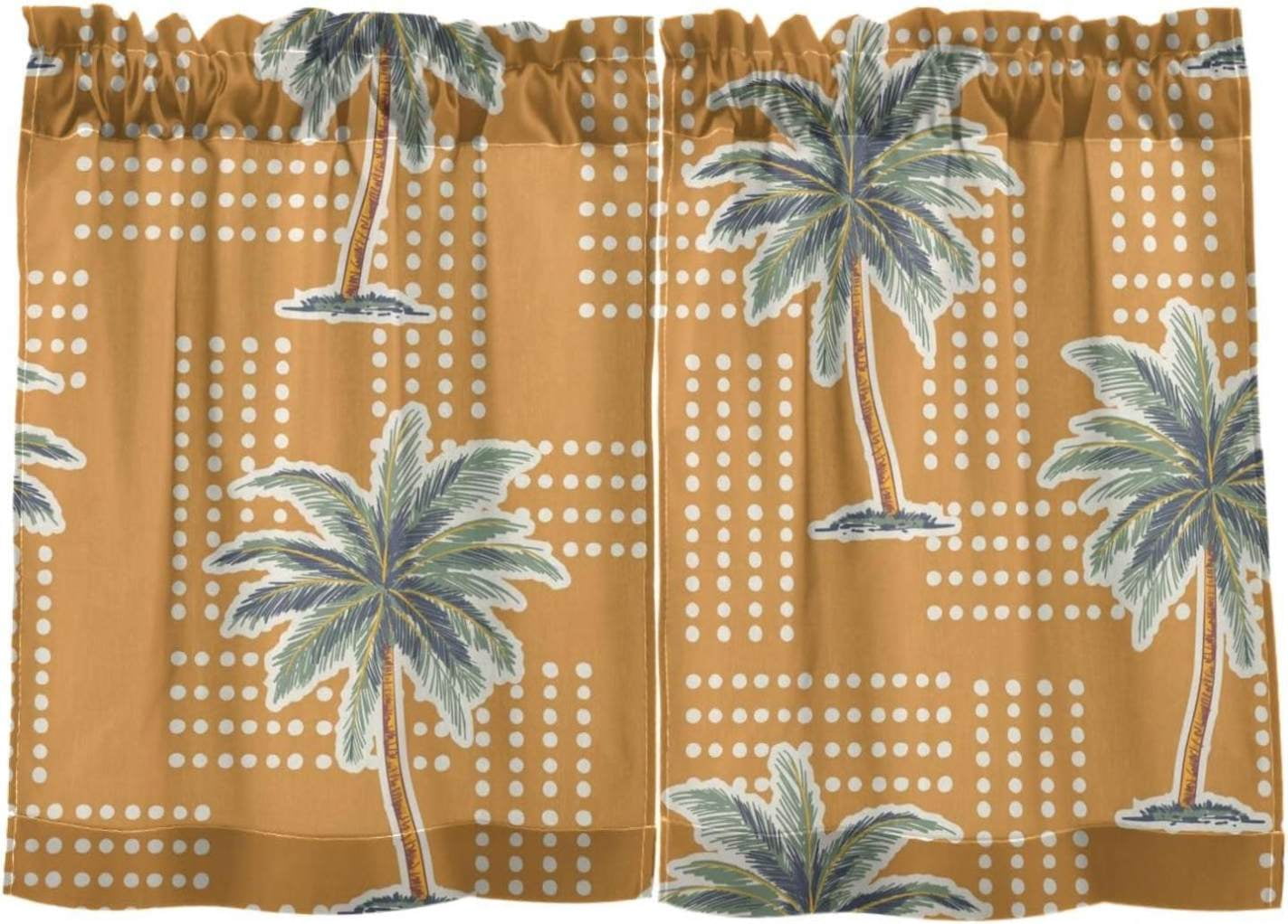 Palm Tree Kitchen Curtains 2 Panels UV Protected Tier Curtains, Half ...