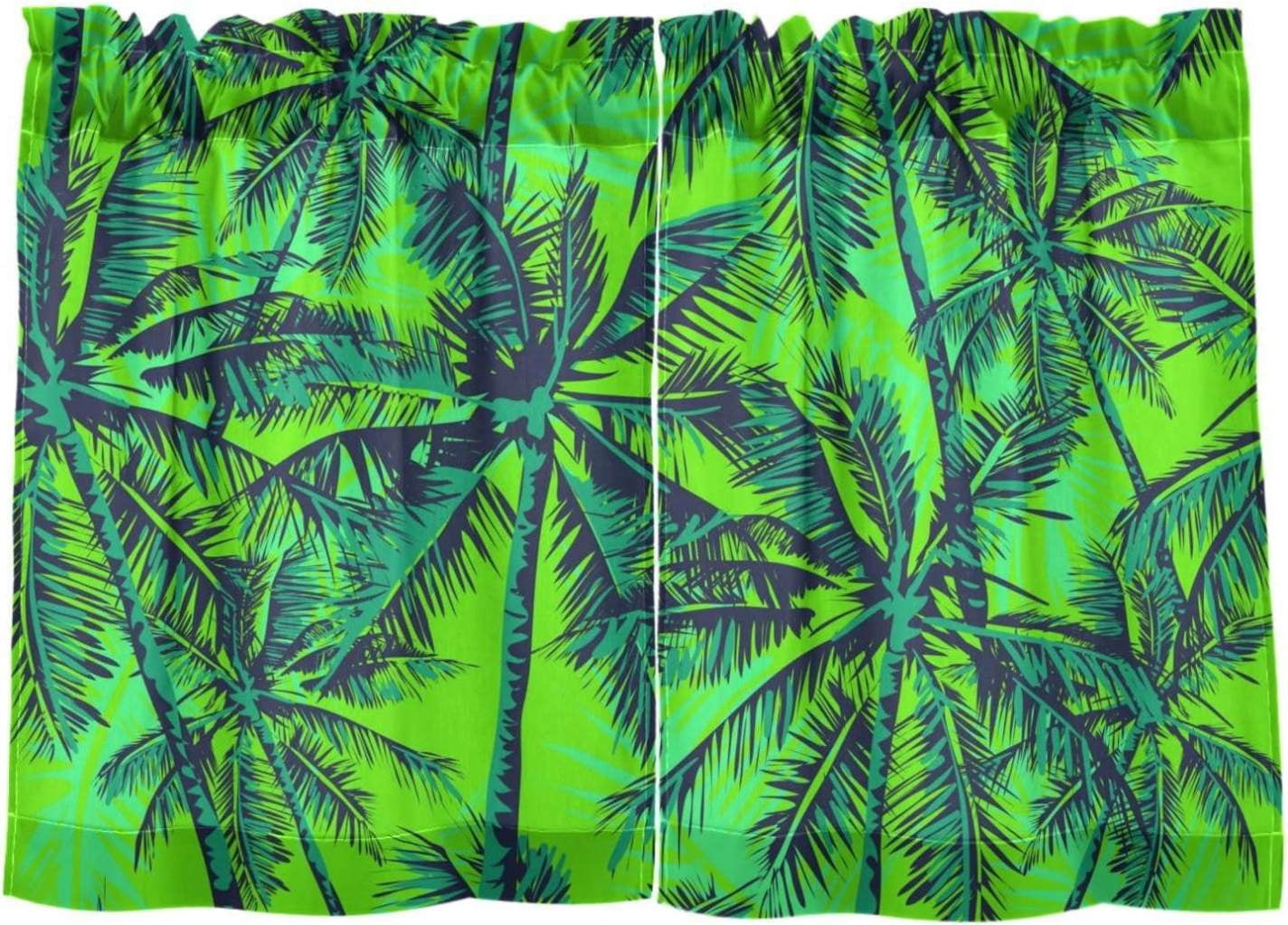 Palm Tree Kitchen Curtains 2 Panels UV Protected Tier Curtains, Half ...